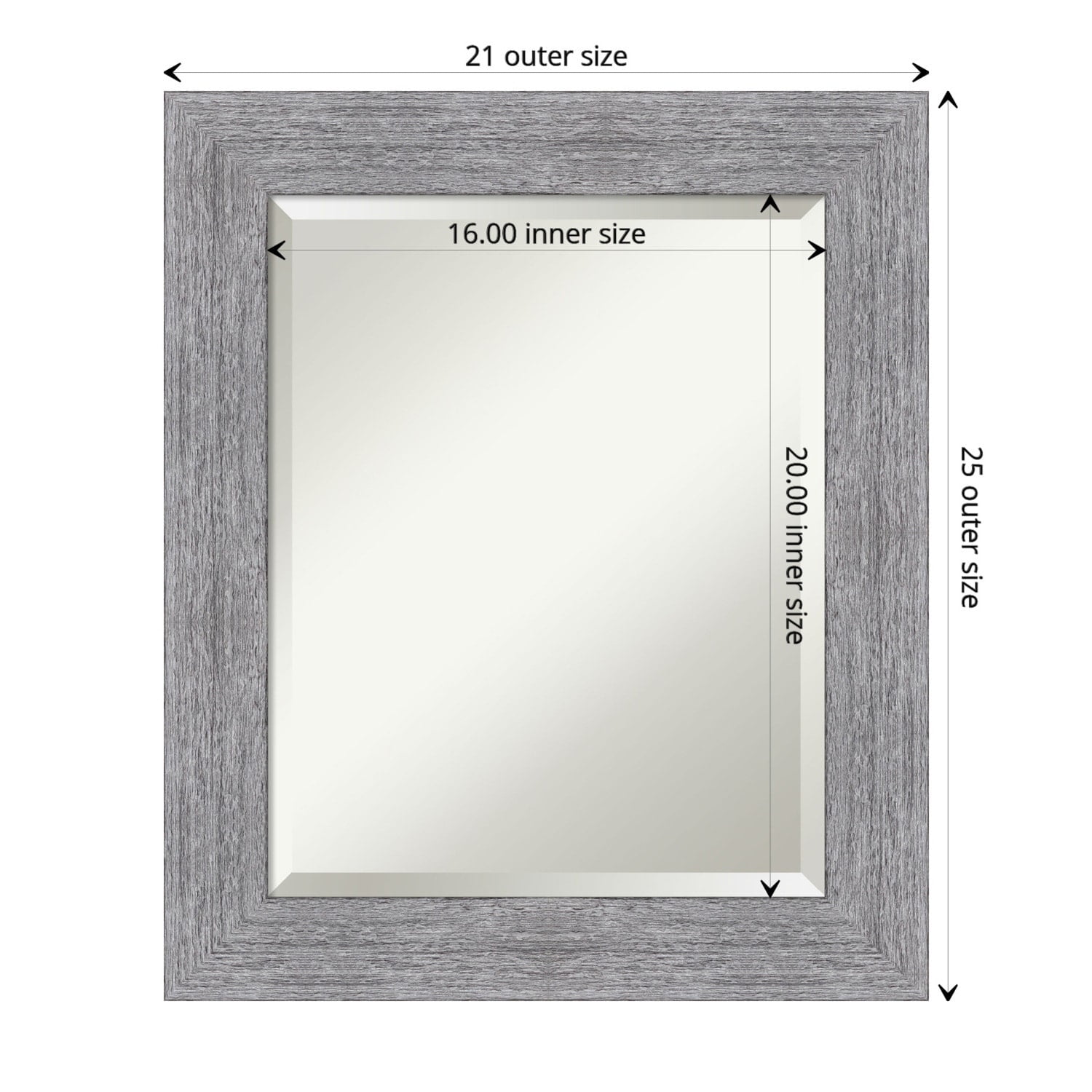 Amanti Art Beveled Bathroom Wall Mirror - Bark Rustic Char Frame Bark ...