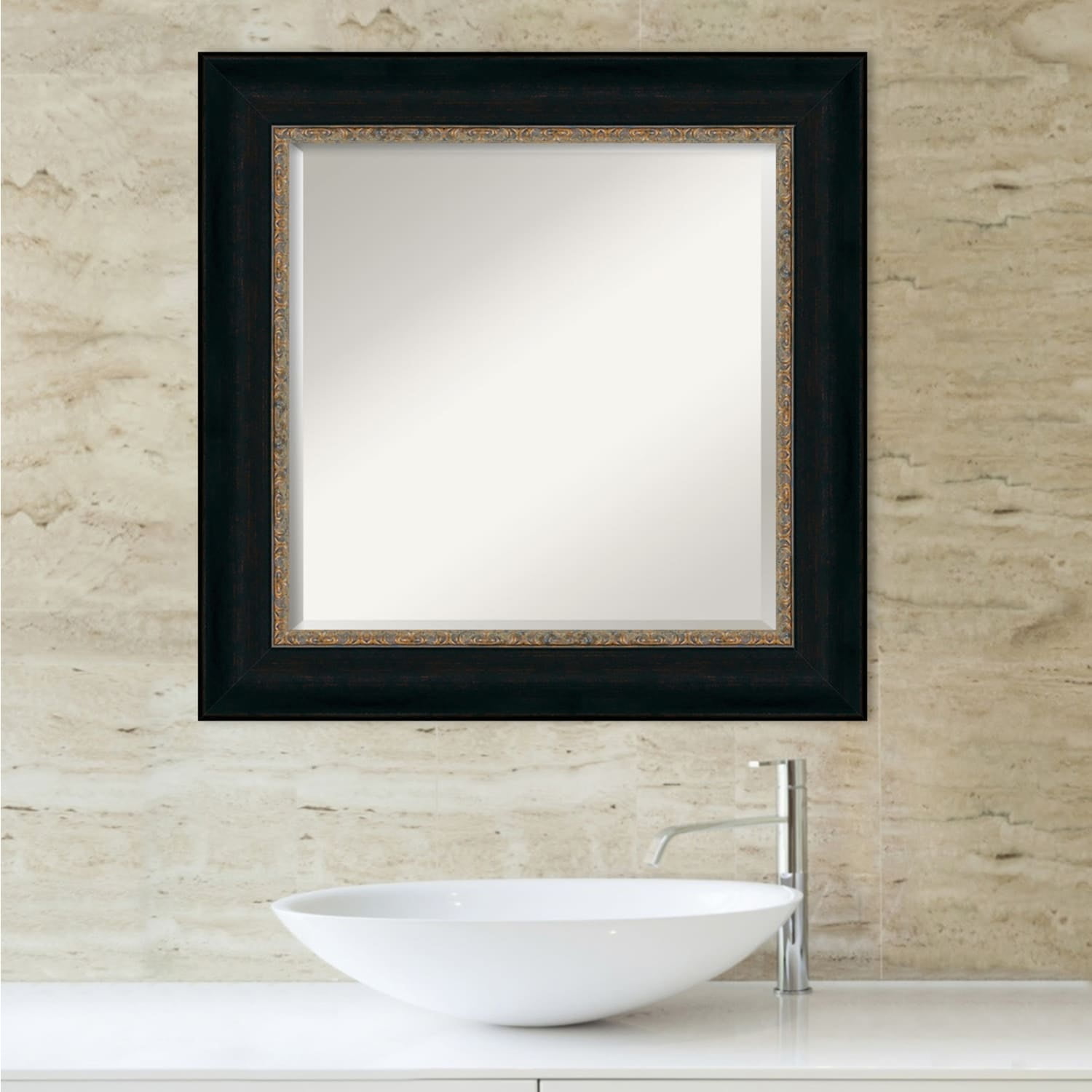 Amanti Art Beveled Bathroom Wall Mirror - Paragon Bronze Frame Outer ...