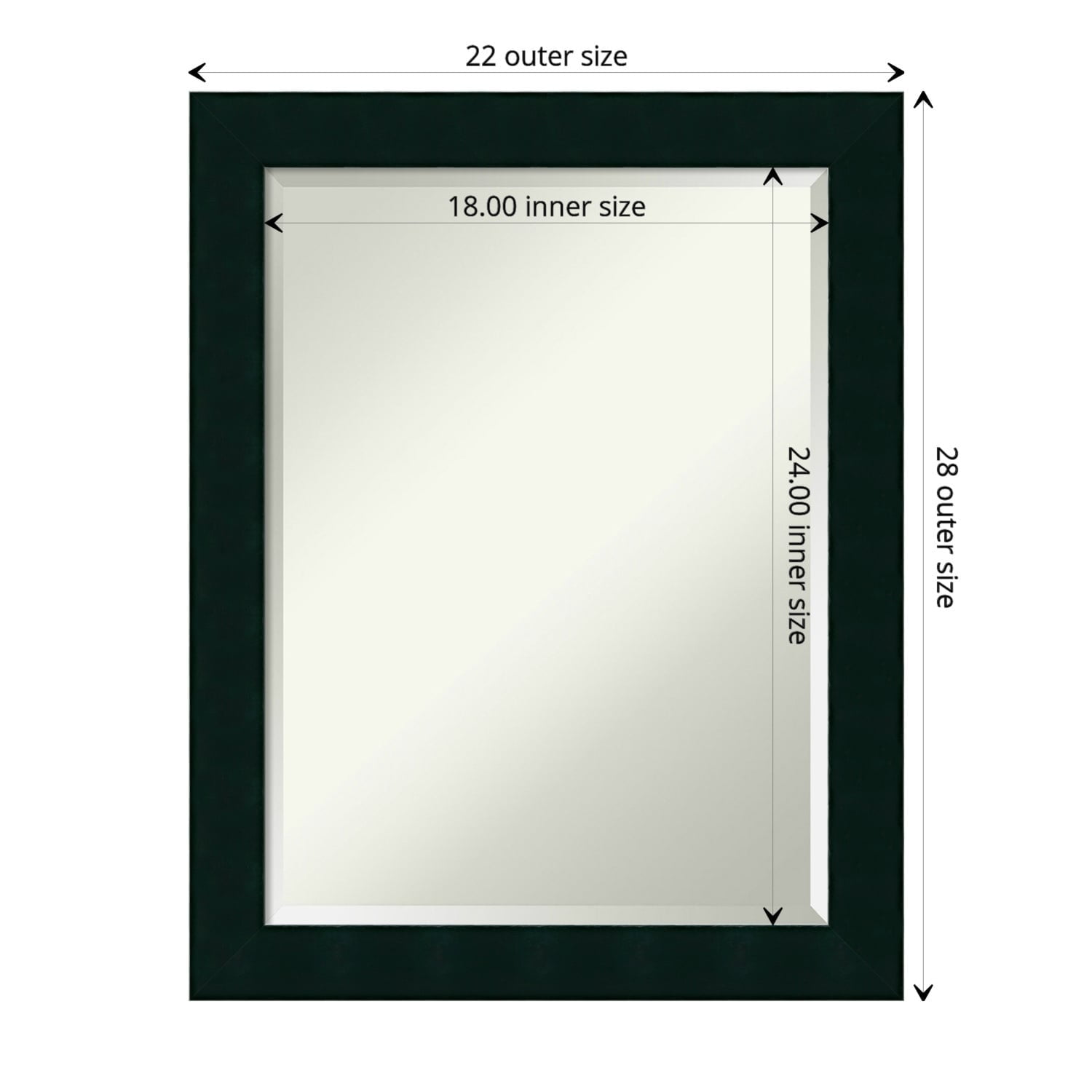 Amanti Art Beveled Wood Bathroom Wall Mirror - Tribeca Black Frame 22 X ...