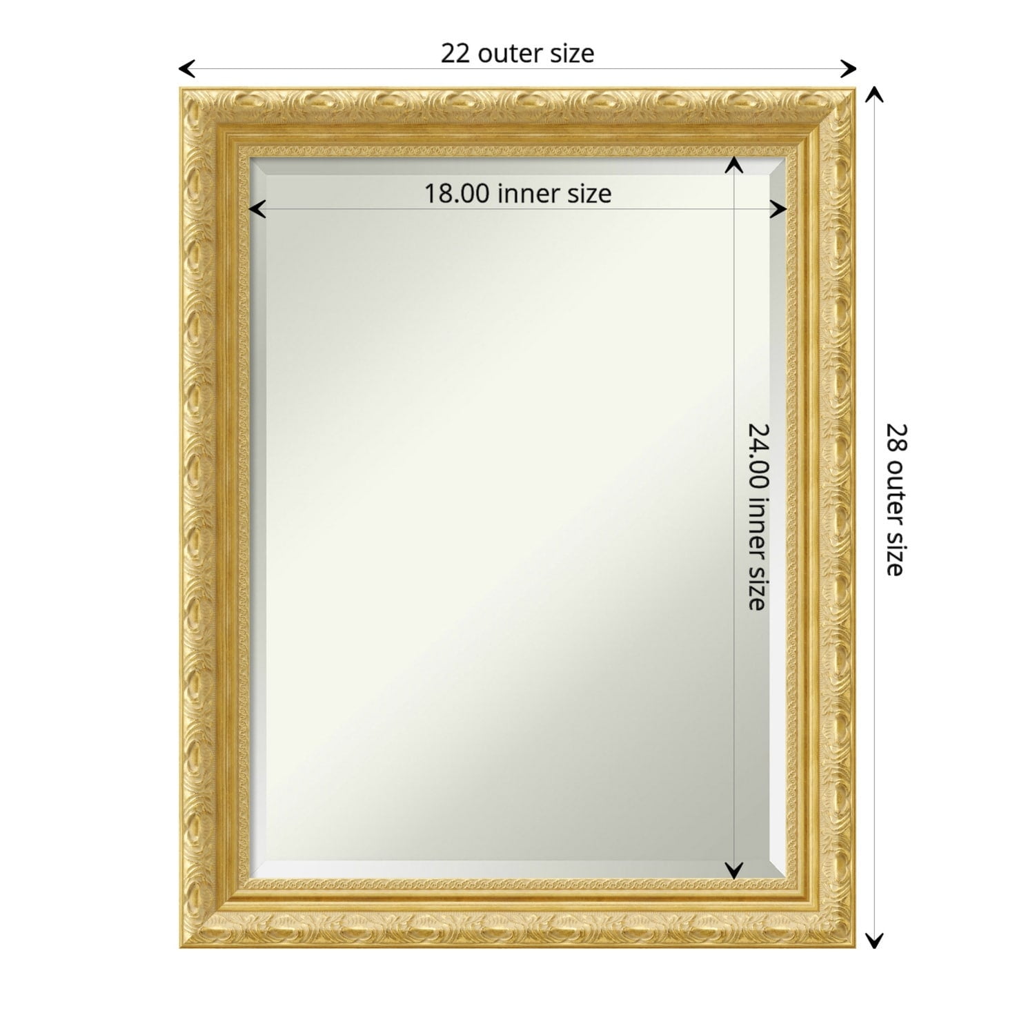 Amanti Art Beveled Wood Bathroom Wall Mirror - Versailles Gold Frame ...