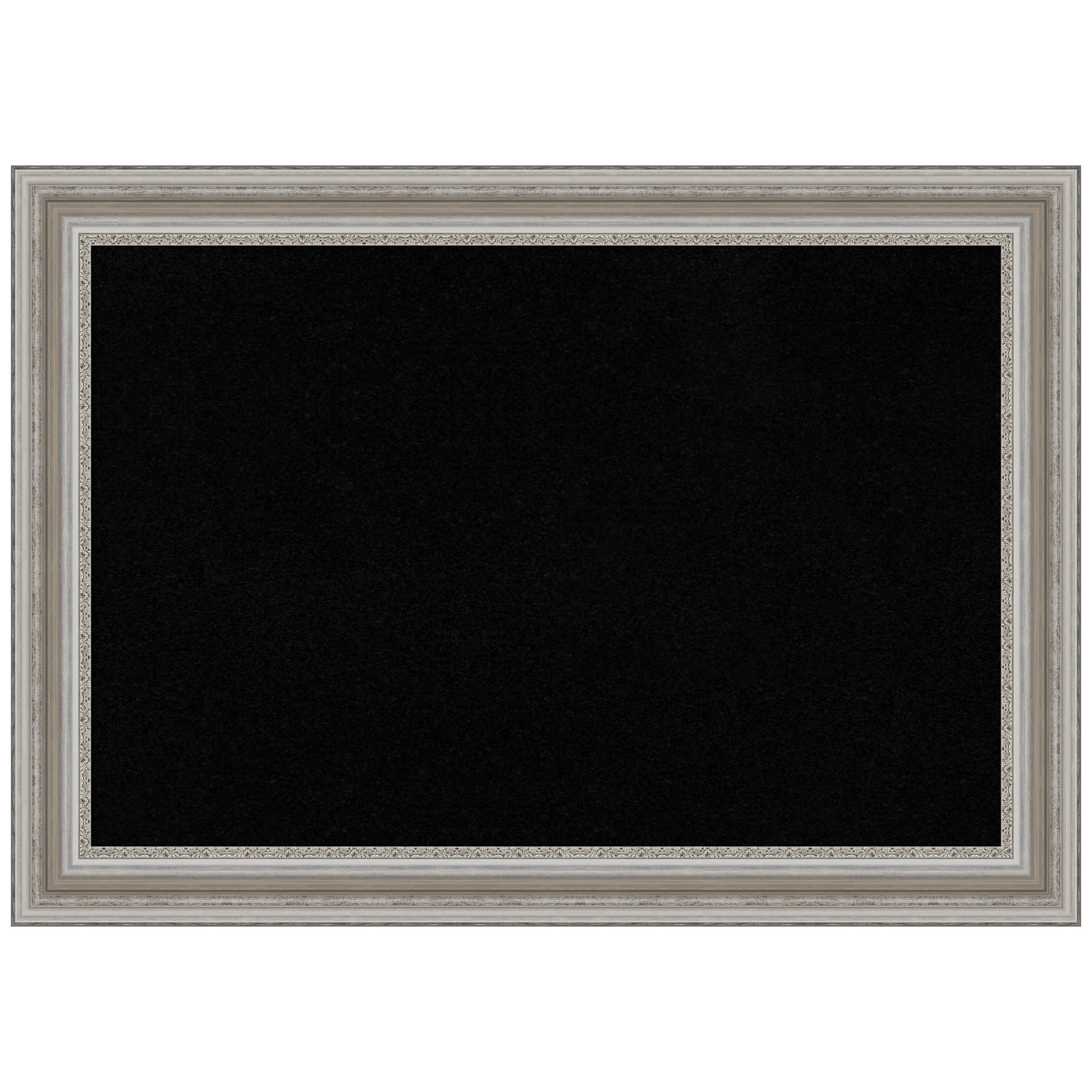 Amanti Art Black Cork Board Framed Parlor Silver Bulletin Board 42 in ...