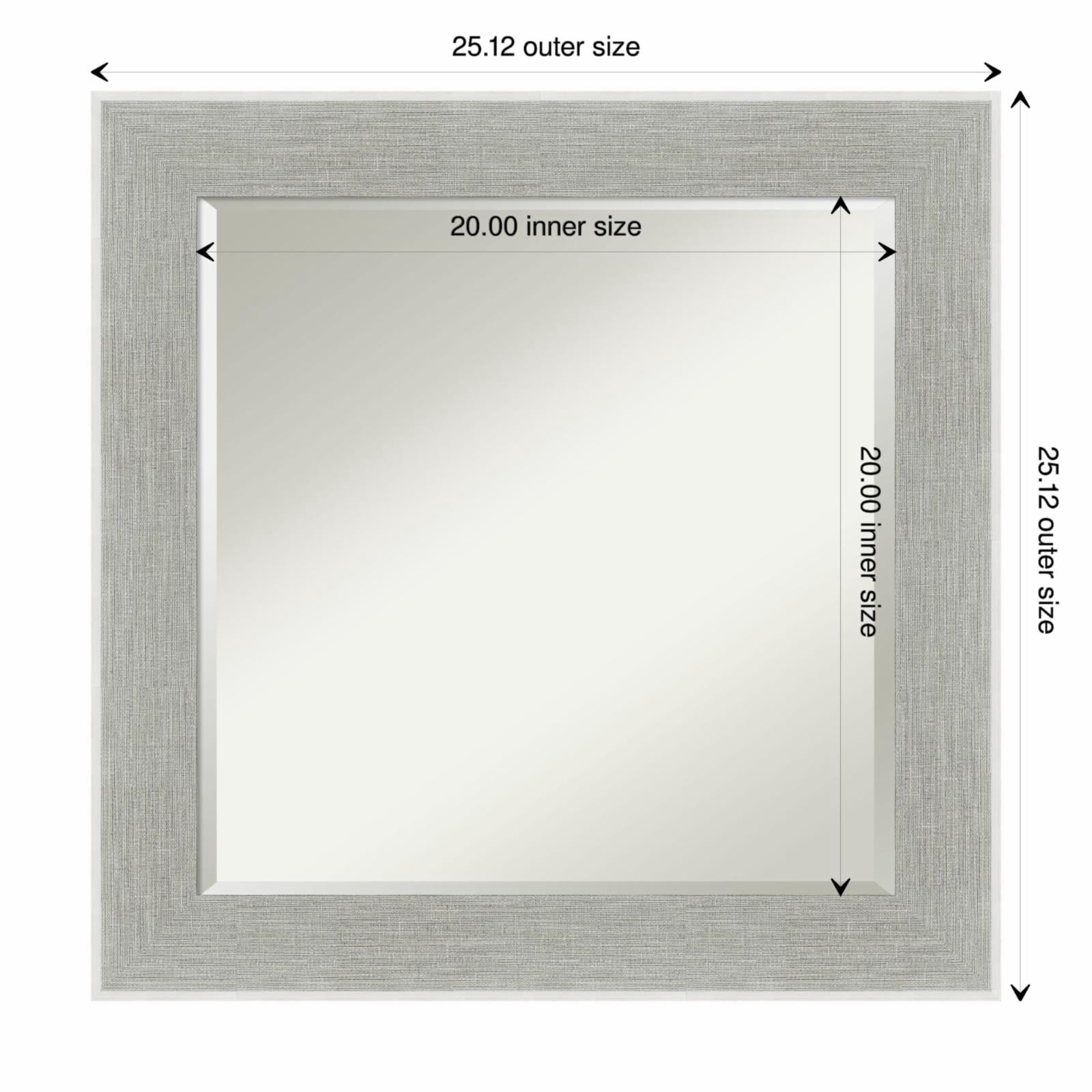 Amanti Art Glam Linen Grey Beveled Wood Wall Mirror 25.25 x 25.25 in ...