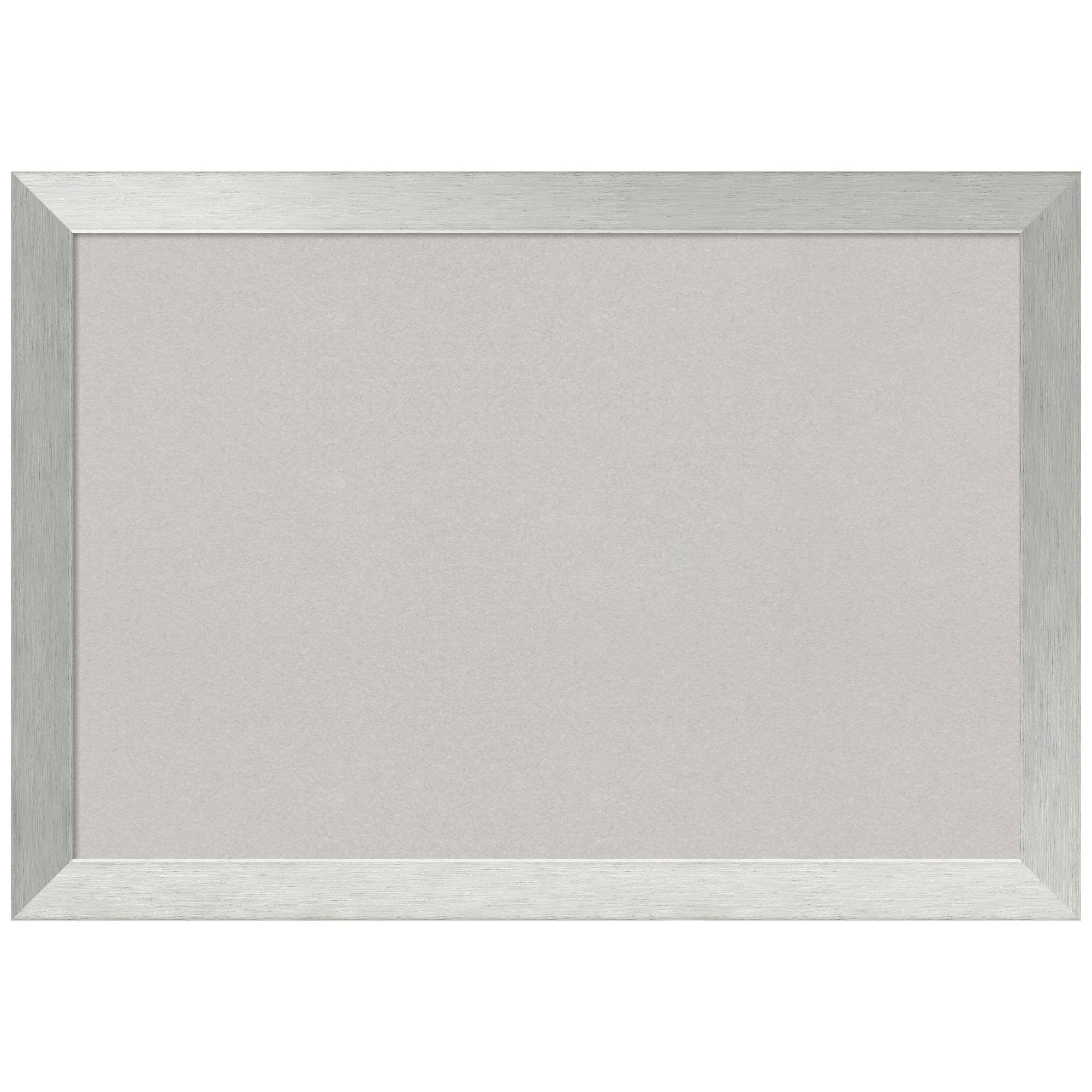 Amanti Art Grey Cork Board Wood Framed Brushed Sterling Silver Bulletin ...