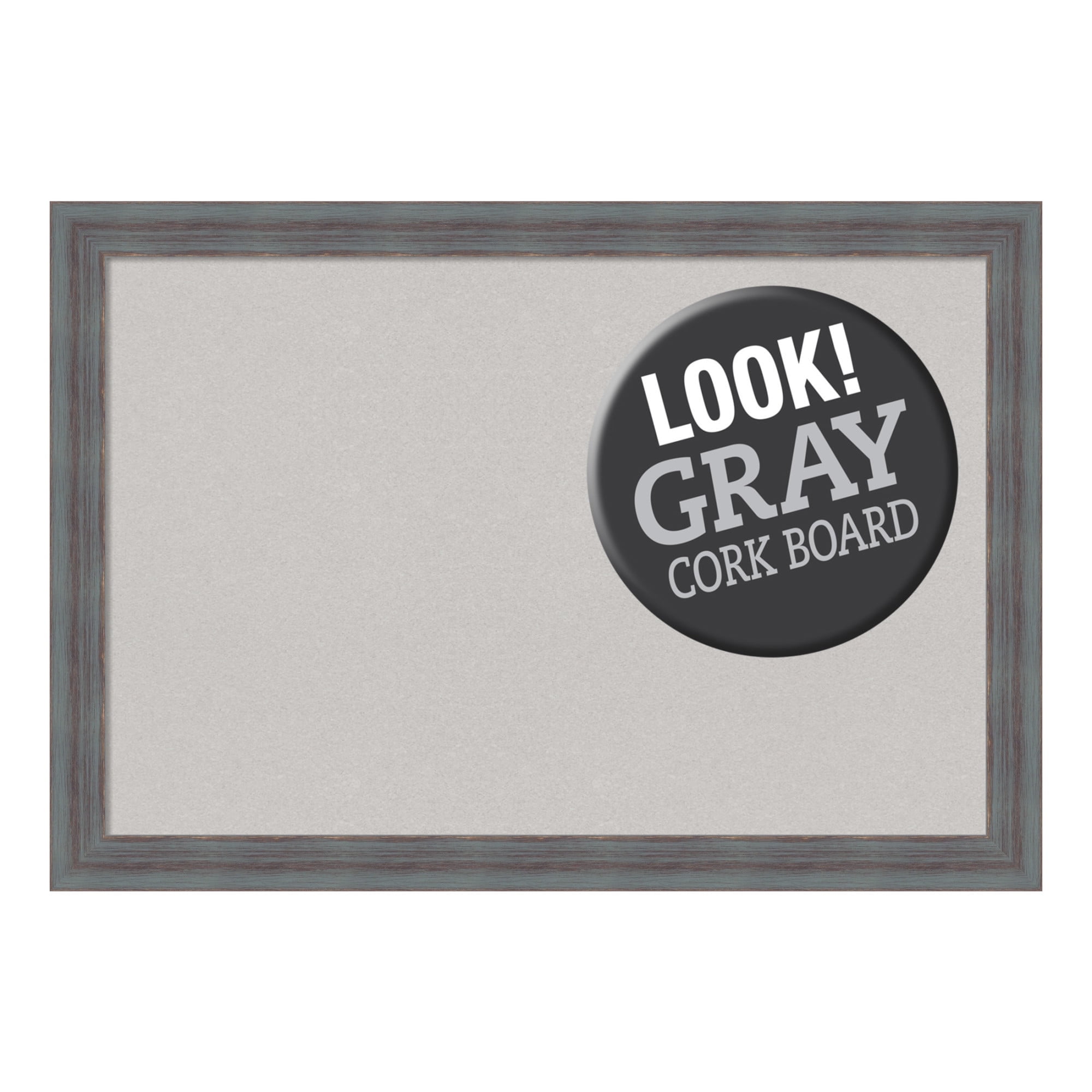 Amanti Art Grey Cork Board Wood Framed Dixie Blue Grey Rustic Bulletin ...