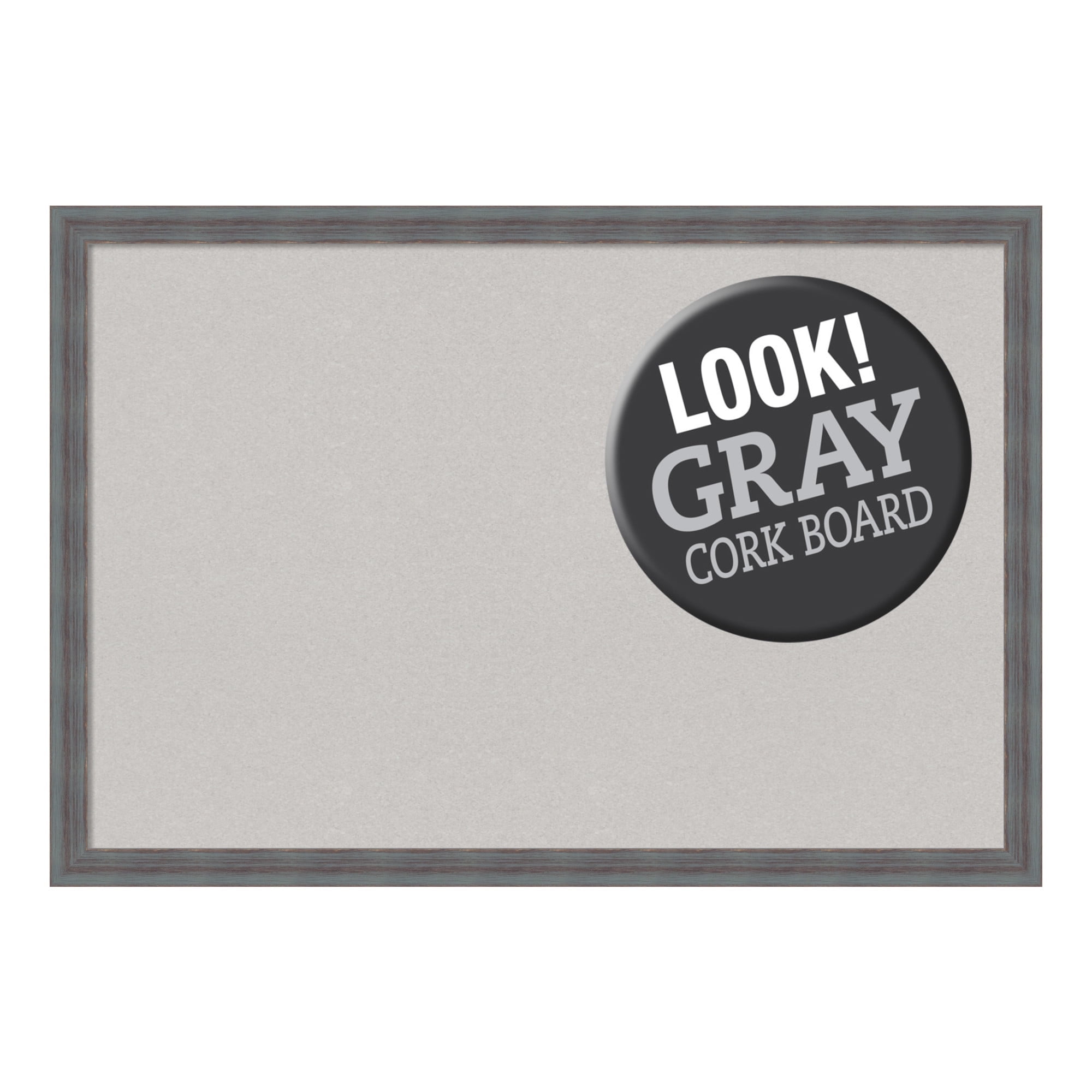 Amanti Art Grey Cork Board Wood Framed Dixie Blue Grey Rustic Bulletin ...