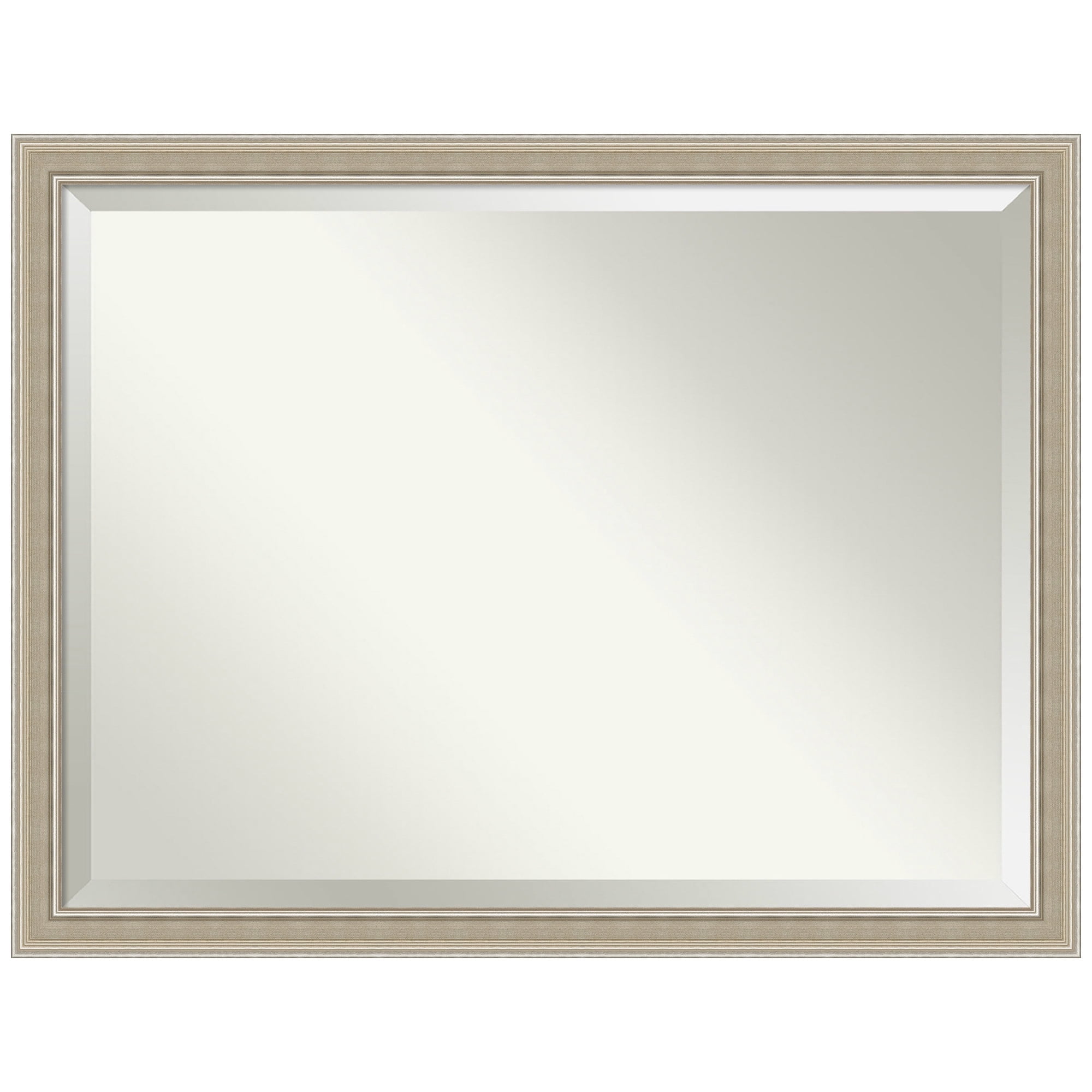 Amanti Art Mezzo Silver Beveled Wood Wall Mirror 33.5 x 43.5 in ...