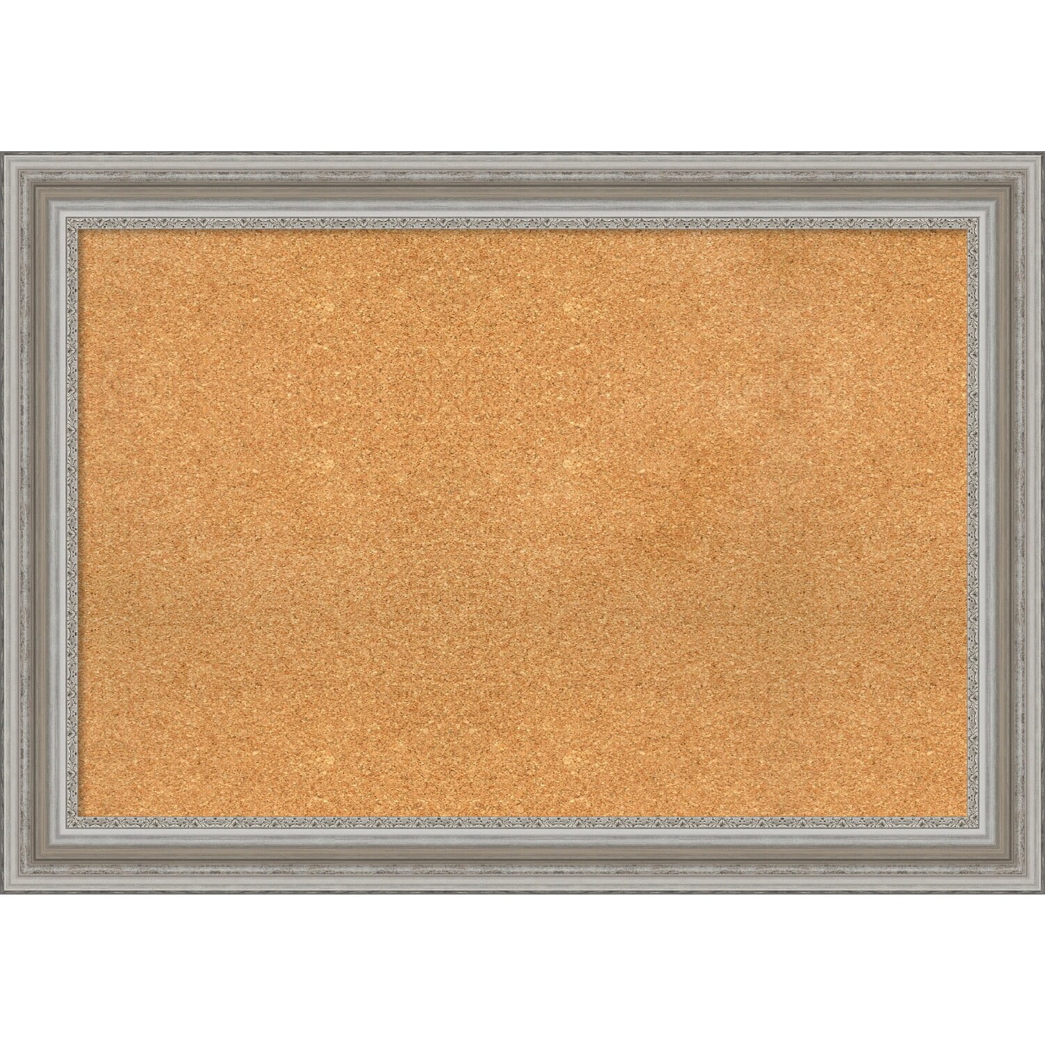 Amanti Art Natural Cork Board Framed Parlor Silver Bulletin Board 42 in ...