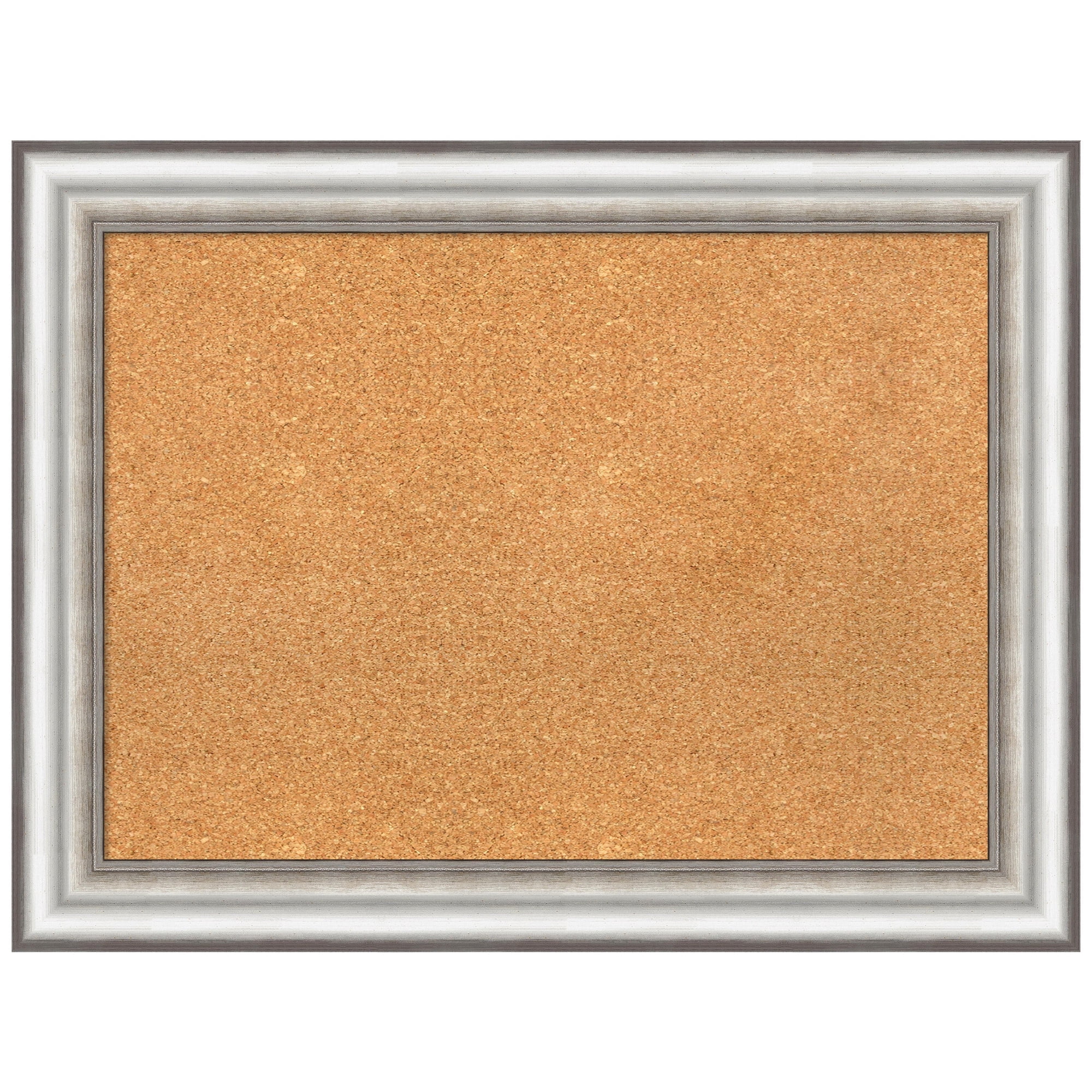 Amanti Art Natural Cork Board Framed Salon Silver Bulletin Board 33 in ...