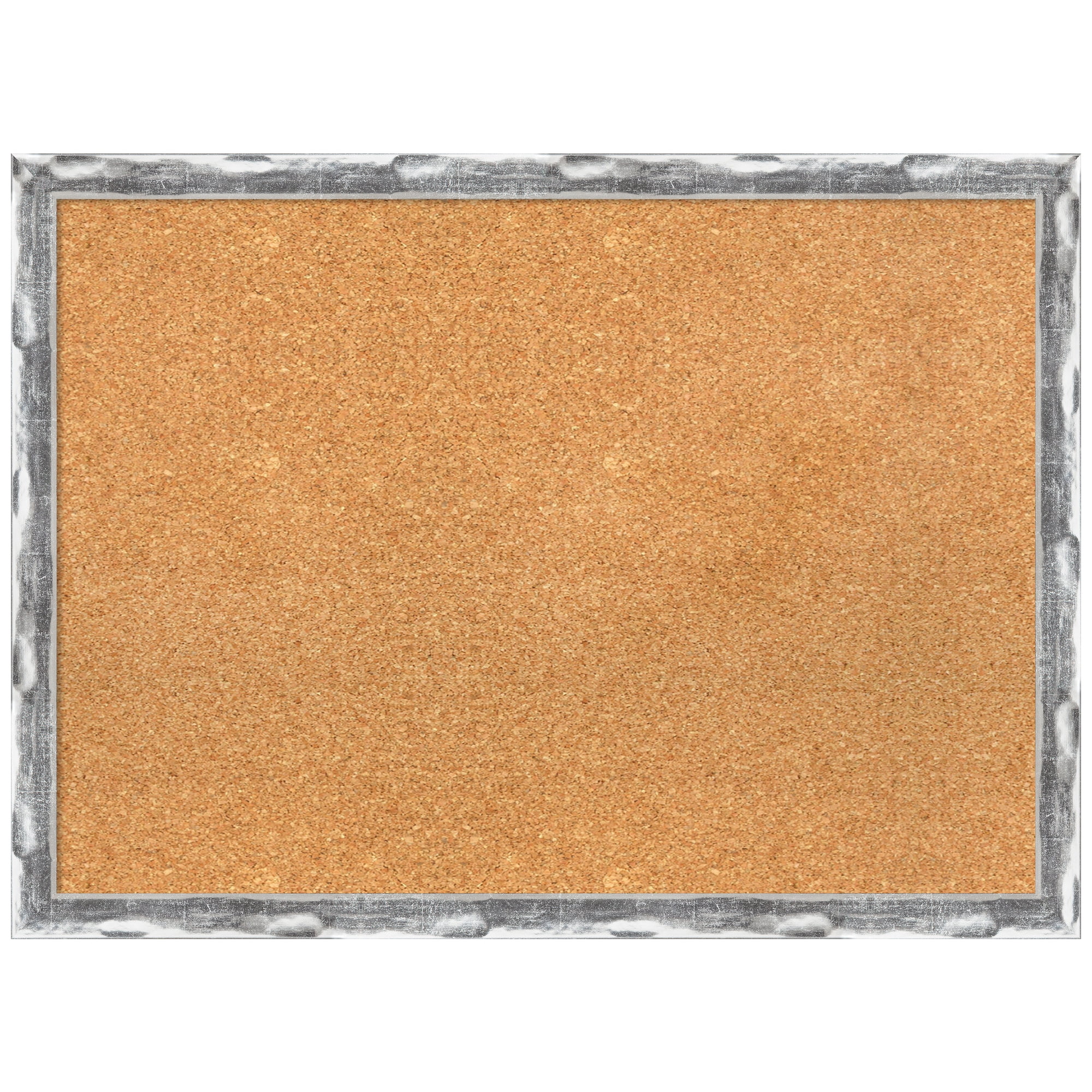 Amanti Art Natural Cork Board Framed Scratched Wave Chrome Bulletin ...