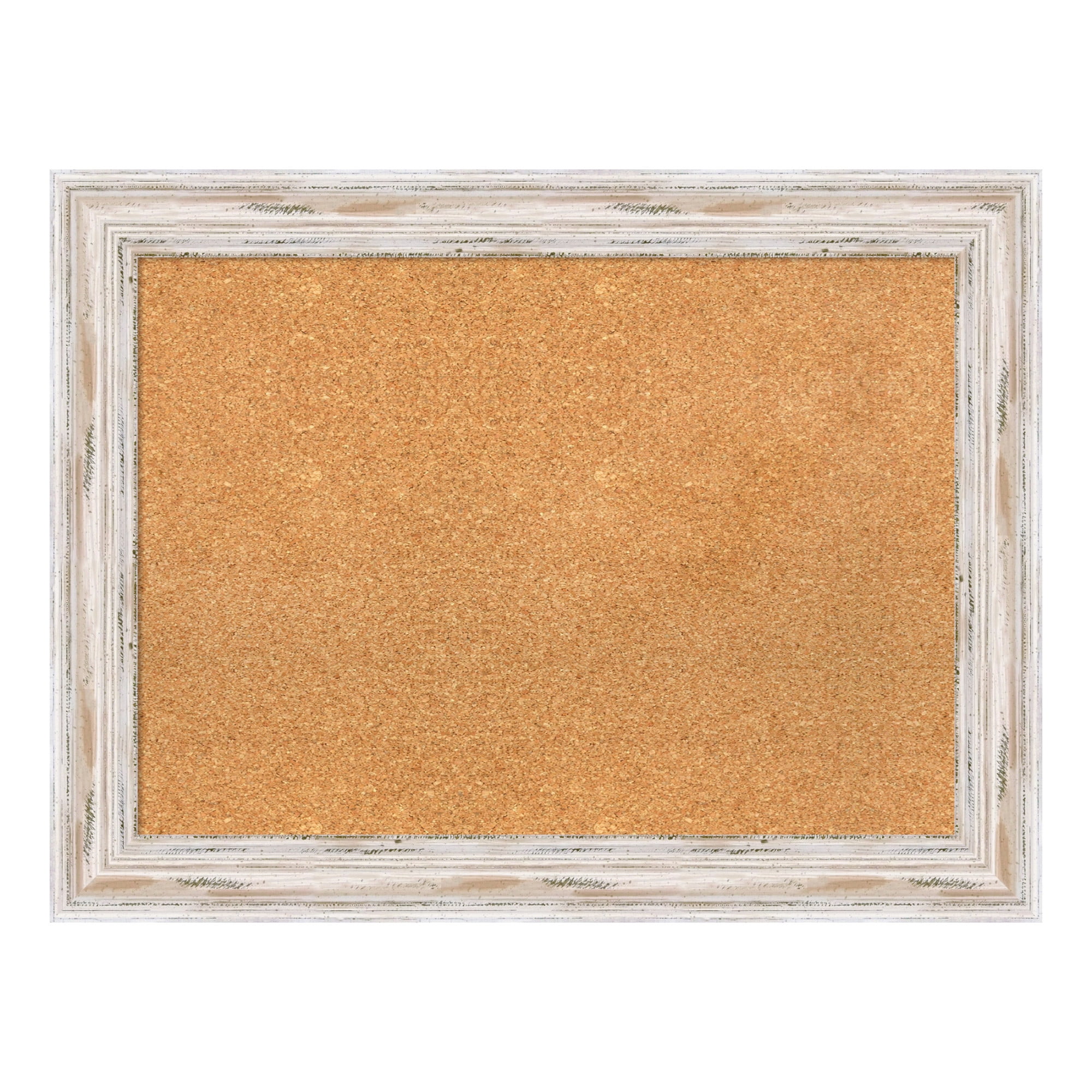 Amanti Art Natural Cork Board Wood Framed Alexandria White Wash ...