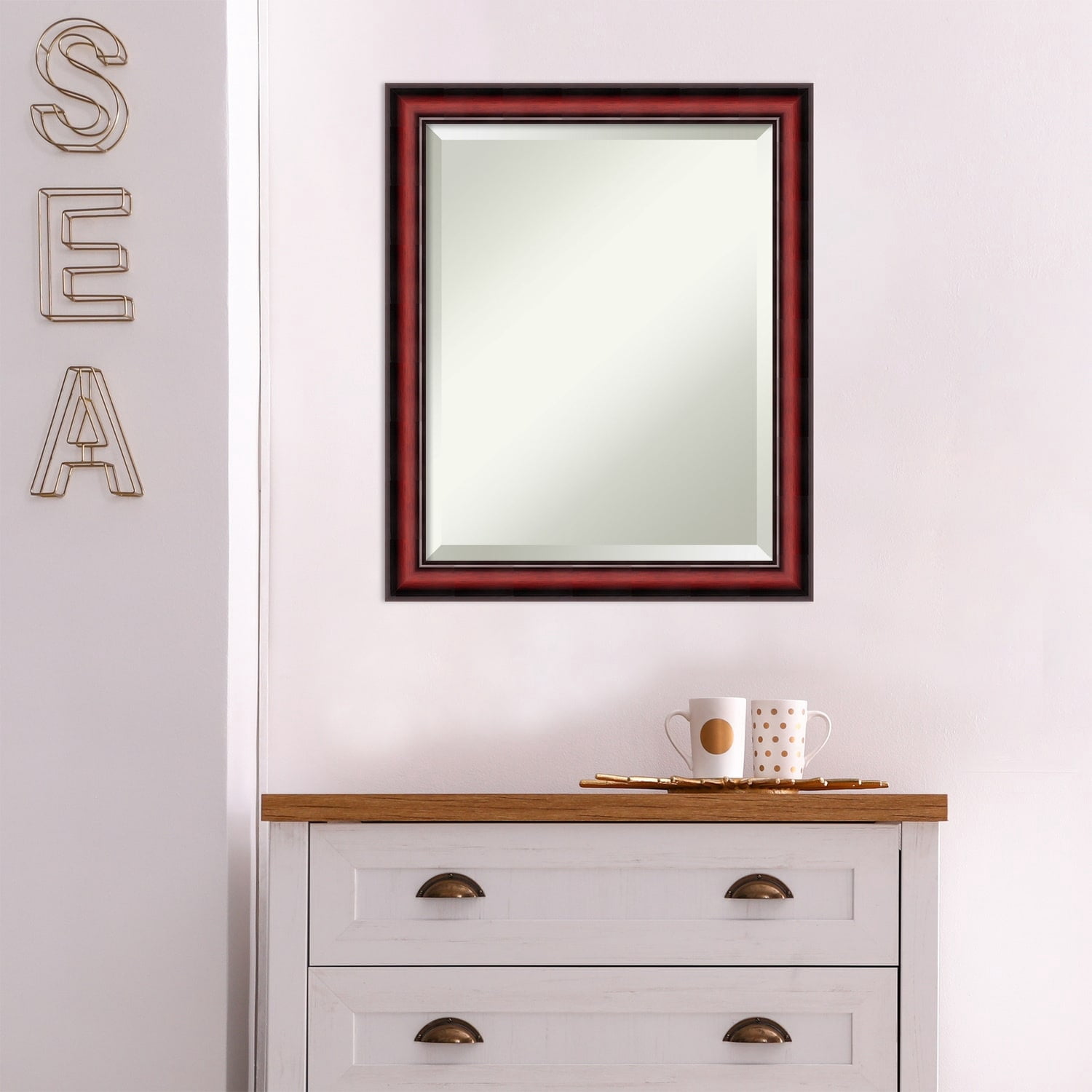Amanti Art Rubino Cherry Scoop Beveled Wood Wall Mirror 23 x 19 in ...