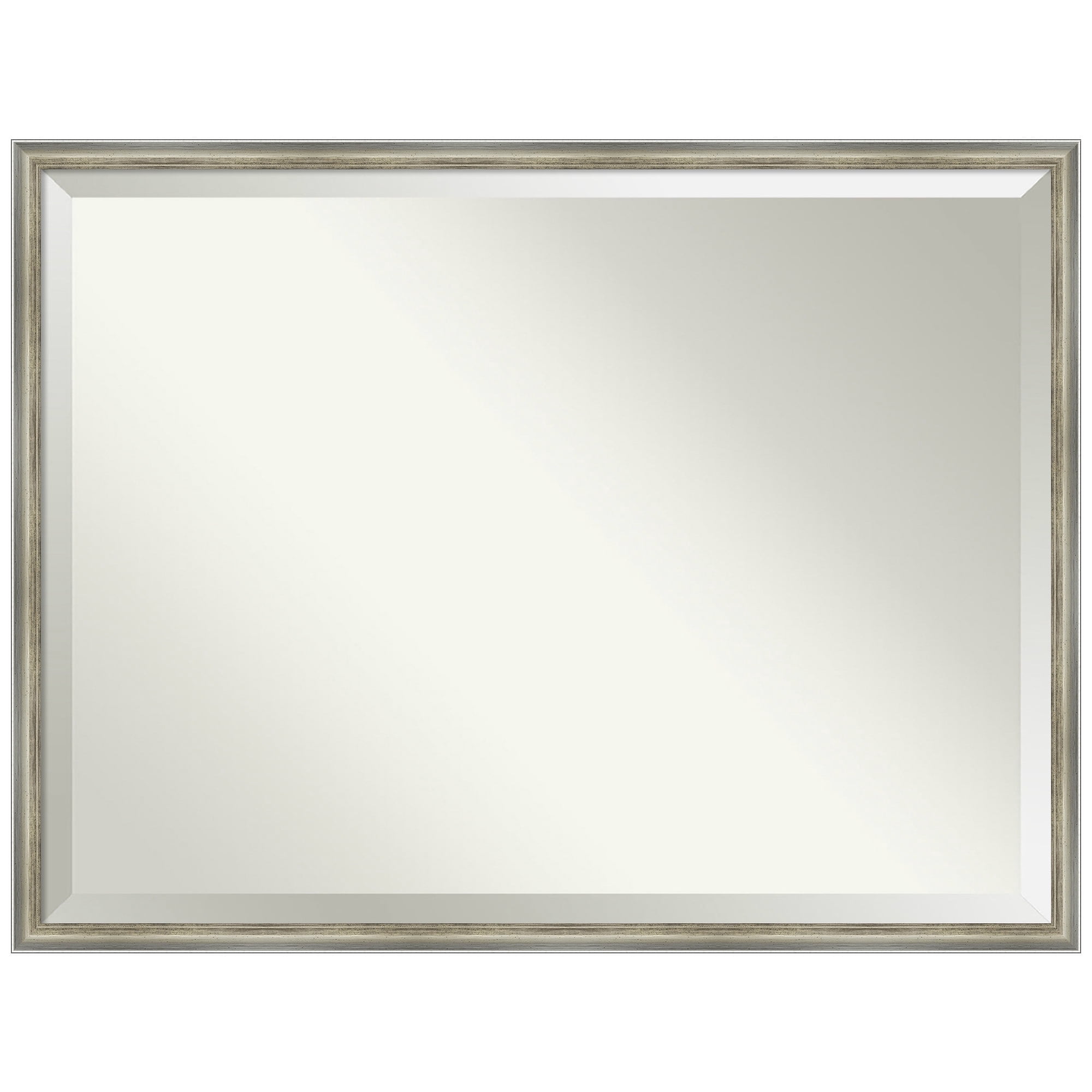 Amanti Art Salon Scoop Silver Beveled Wood Bathroom Wall Mirror ...