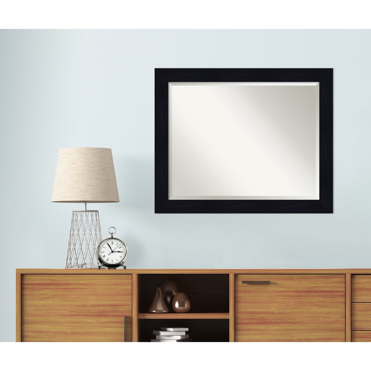 Amanti Art Shiplap Navy Beveled Wood Wall Mirror 26.25 x 32.25 in ...