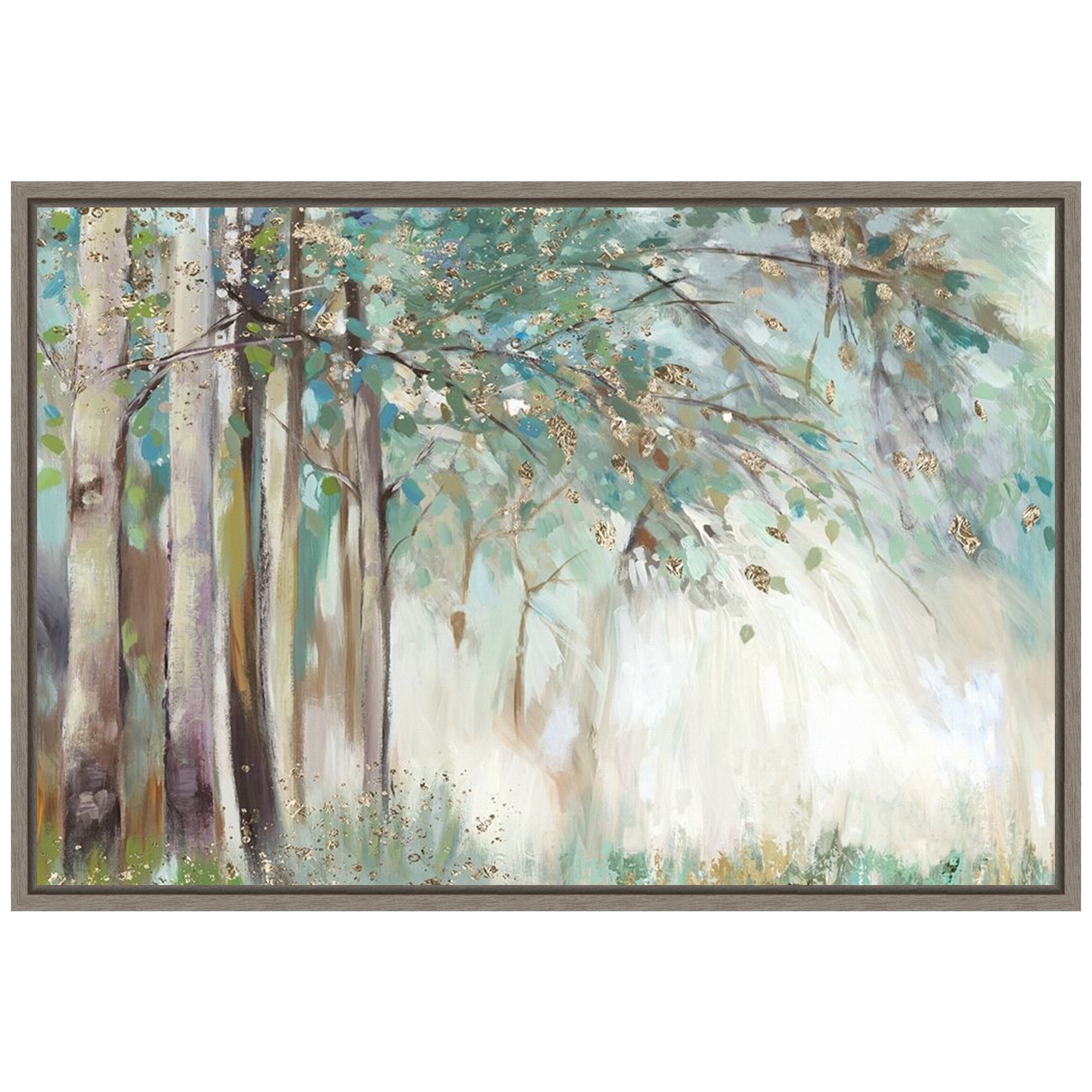 Amanti Art Silver Tree Leaves Framed Canvas Wall Art Print - Walmart.com