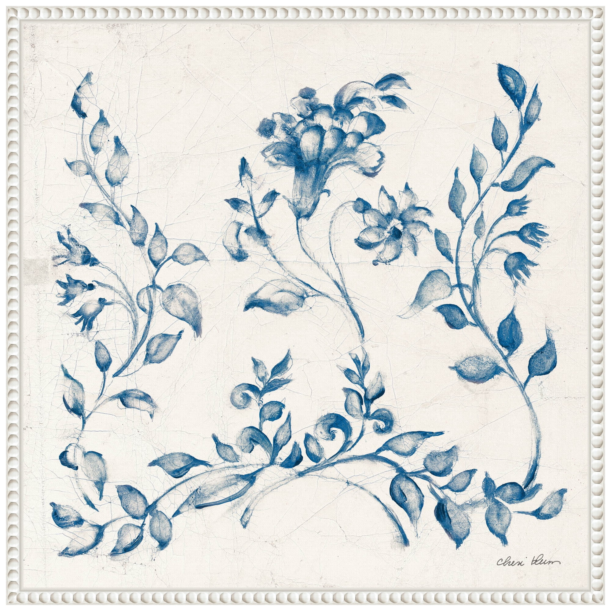 Amanti Art Swedish Tile IV Blue Framed Canvas Wall Art Print - Walmart.com