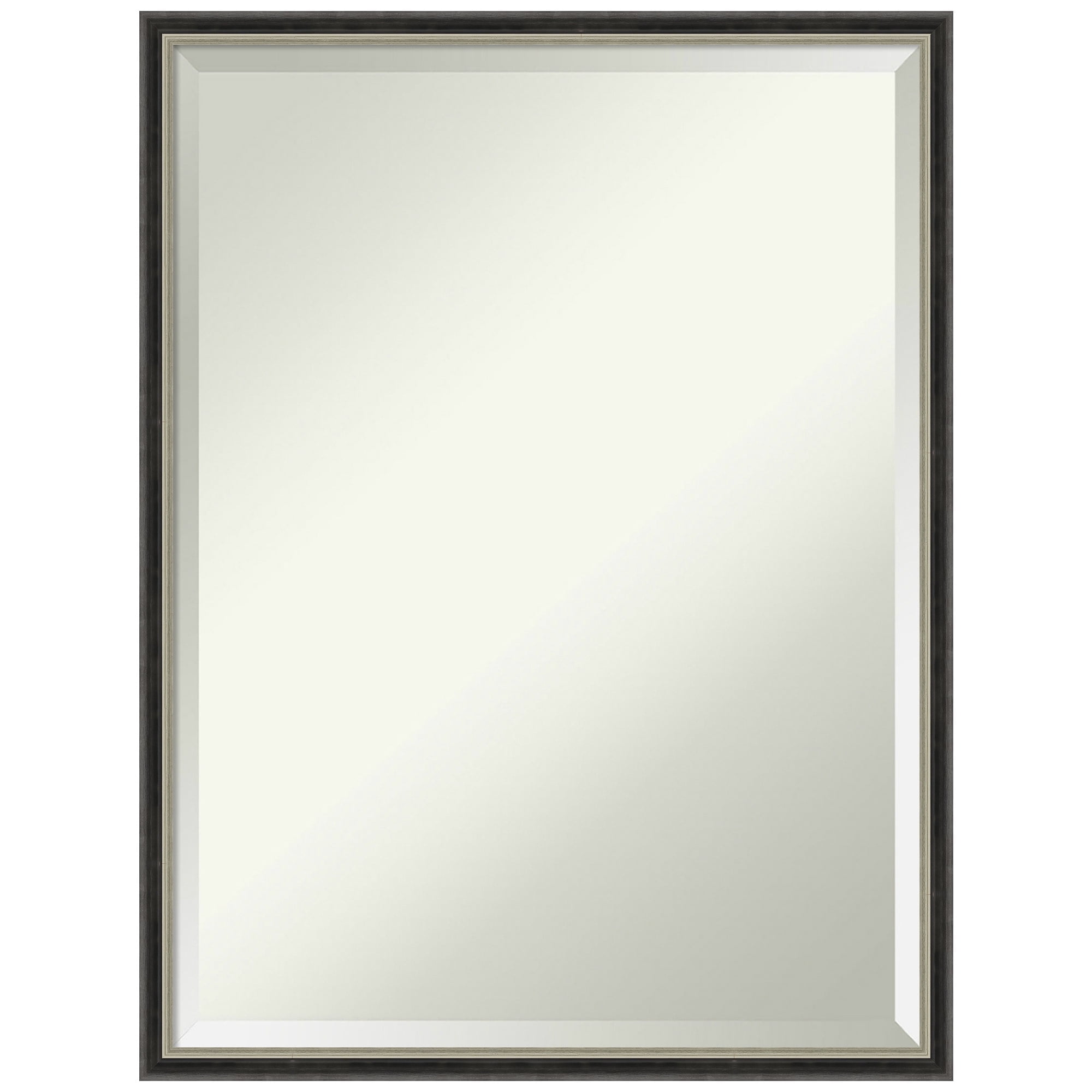 Amanti Art Stylish Black Narrow Beveled Wood Wall Mirror 25.25 x 19.25 ...