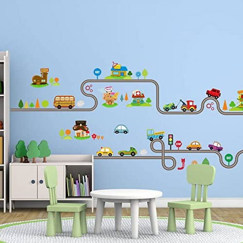 Amaonm Removable Cute Cartoon Kids Room Wall Decal DIY Vinyl City Car ...