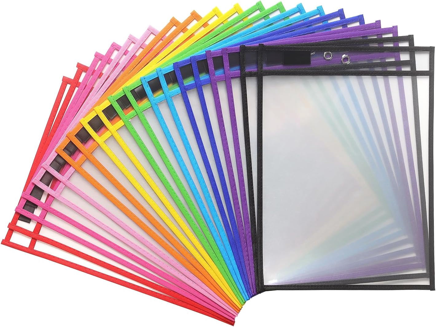 Amaopus 20 Pack Dry Erase Pockets with Rings, 10 Assorted Colors 10x14 ...