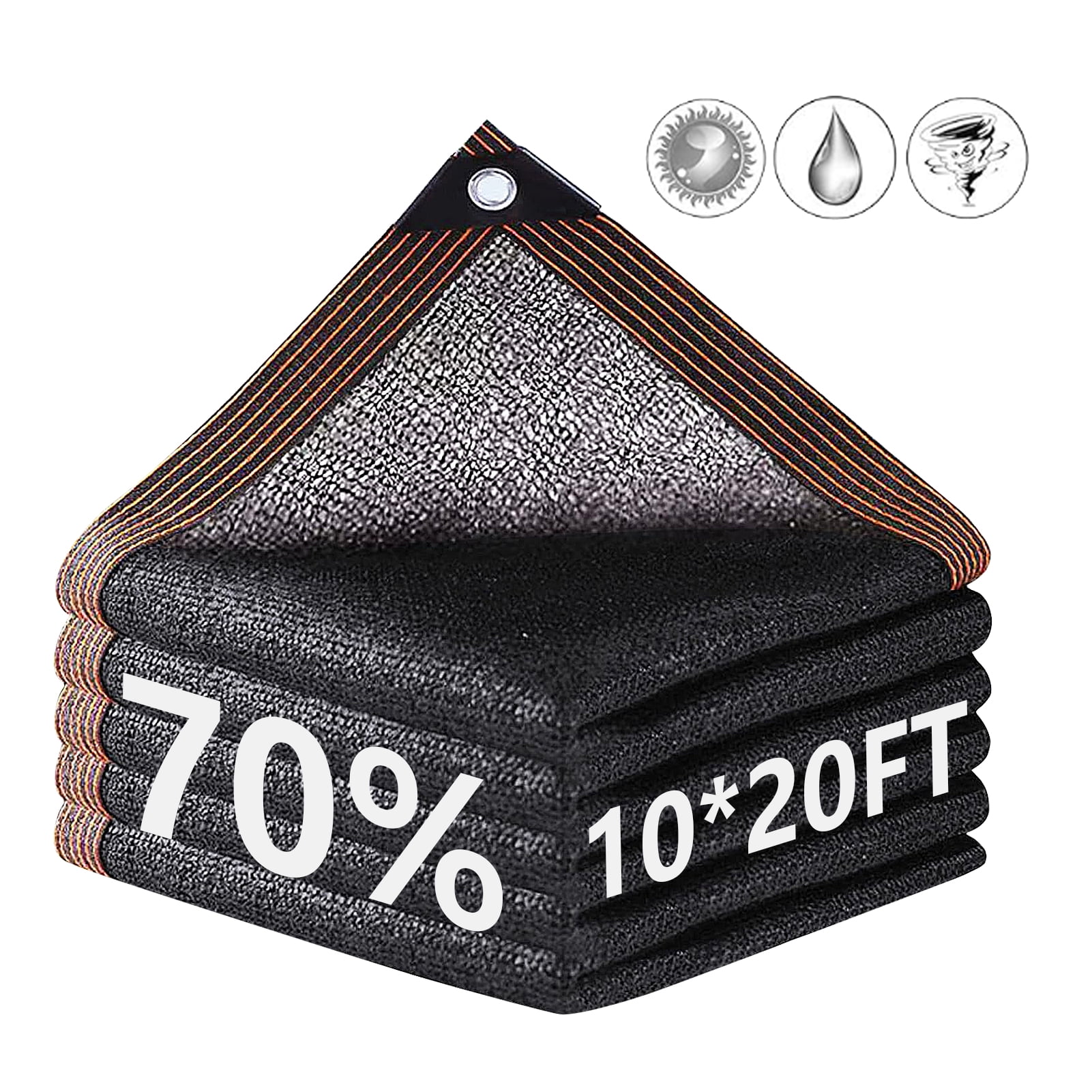 Amaopus 70% Black Shade Cloth, 10 x 20 FT Sun Shade Net for Outdoor ...