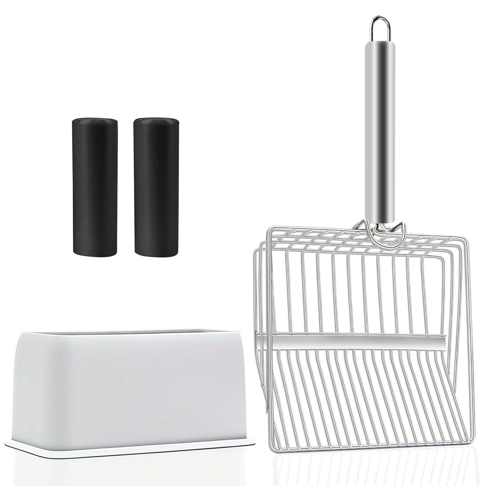Amaopus Metal Cat Litter Scoop with Holder, Poop Scooper with Stand & 2 ...
