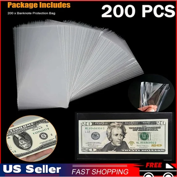 Amar Tool 200 X Money Clear Bag Storage Protect World/US Currency ...