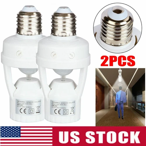 Amar Tool 2X Infrared PIR Motion Sensor Bulb Holder E27 LED Light Lamp ...
