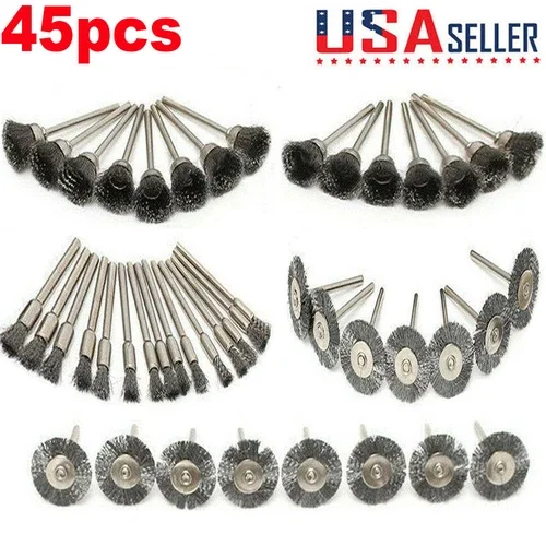 Amar Tool 45X Stainless Steel Wire Brush Set Dremel Tool Rotary Die ...
