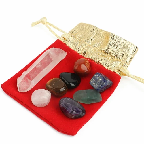 Amar Tool Chakra Balance Kit: Natural 8 Quartz Crystal Healing Tumbled ...