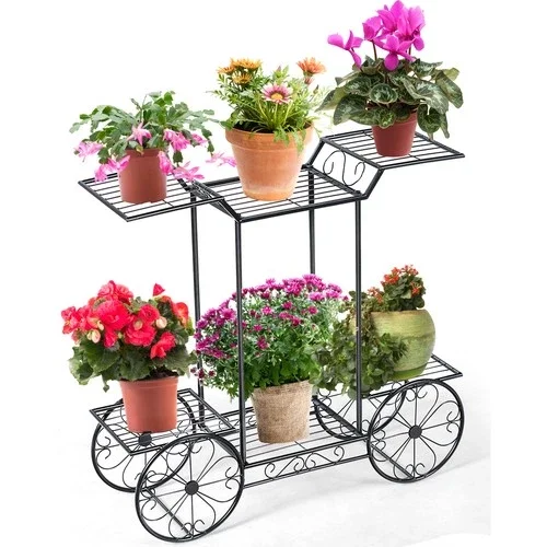 Amar Tool Costway 6-Tier Garden Cart Stand Flower Rack Display Home ...