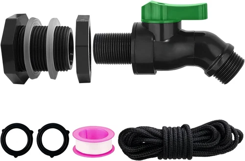 Amar Tool Plastics Rain Barrel Spigot Kit, High Flow Valve Core Water ...