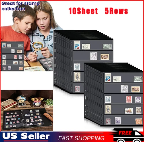 Amar Tool Stamp Pages for Stamp Album Binder, 10 Sheet, 5 Rows Pages ...