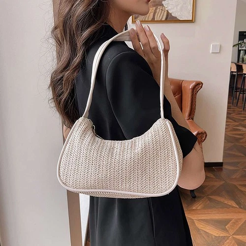 Amar Tool Straw Bag for Womens Beach Bag Woven Underarm Bag Rattan ...