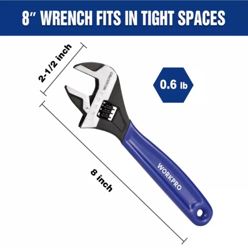Amar Tool Workpro 8 Inch Adjustable Wrench Cr V Steel Wrench Metric
