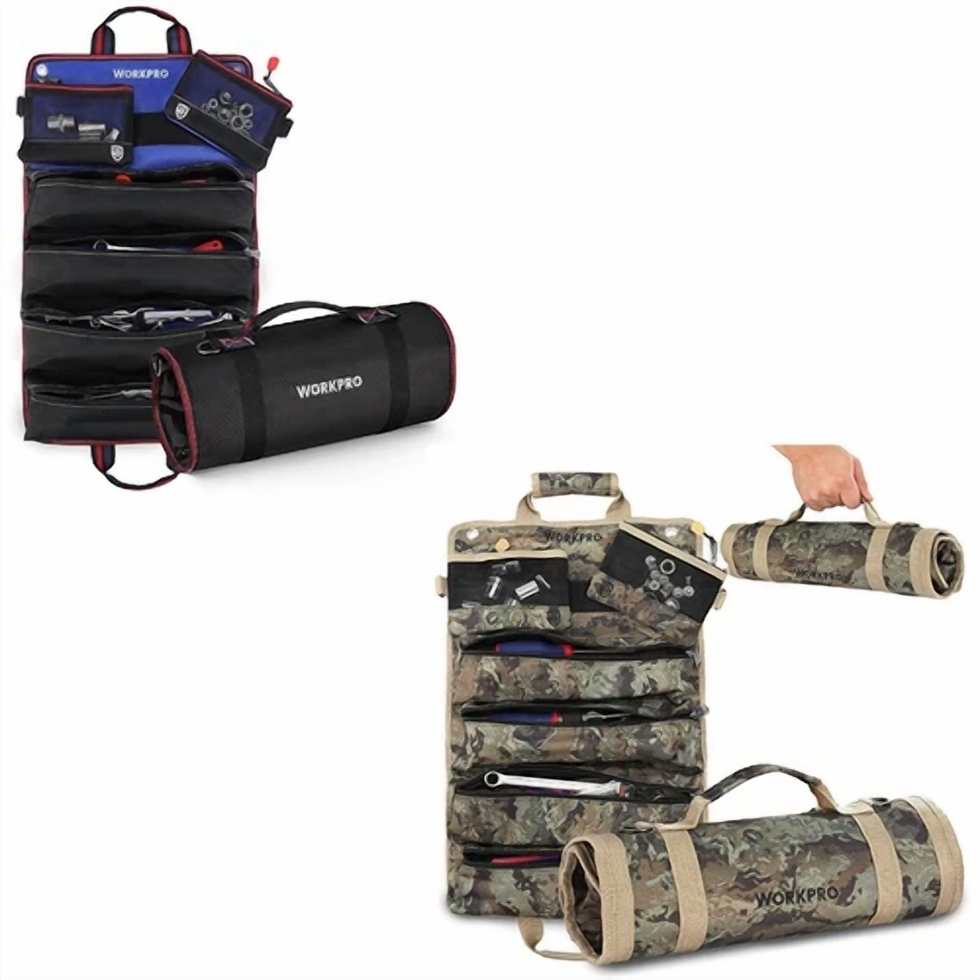 Amar Tool WORKPRO Roll Up Tool Bag Black/Camo with Detachable Tool ...