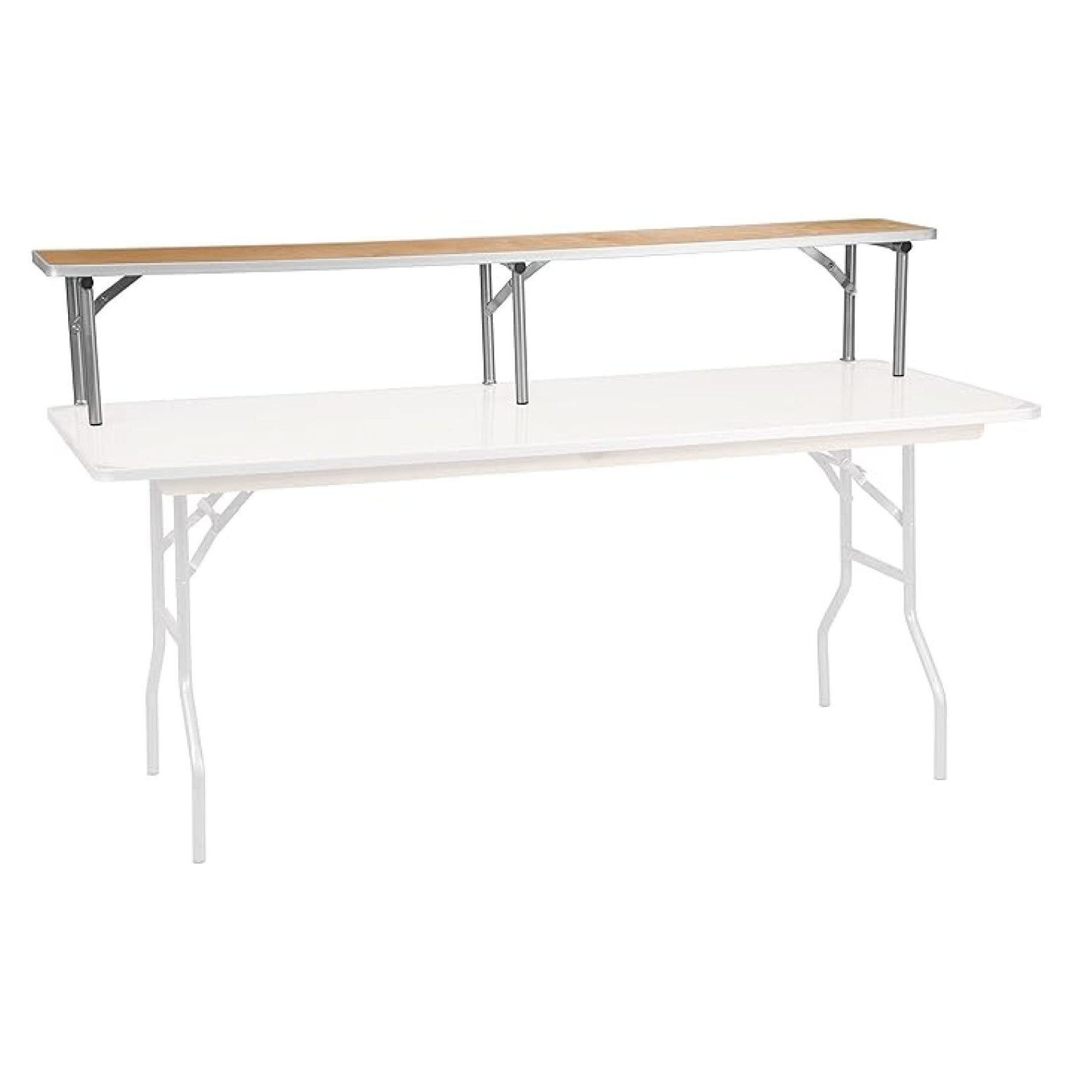 Amara 72" x 12" x 12" Birchwood Bar Top Riser with Folding Silver Legs ...