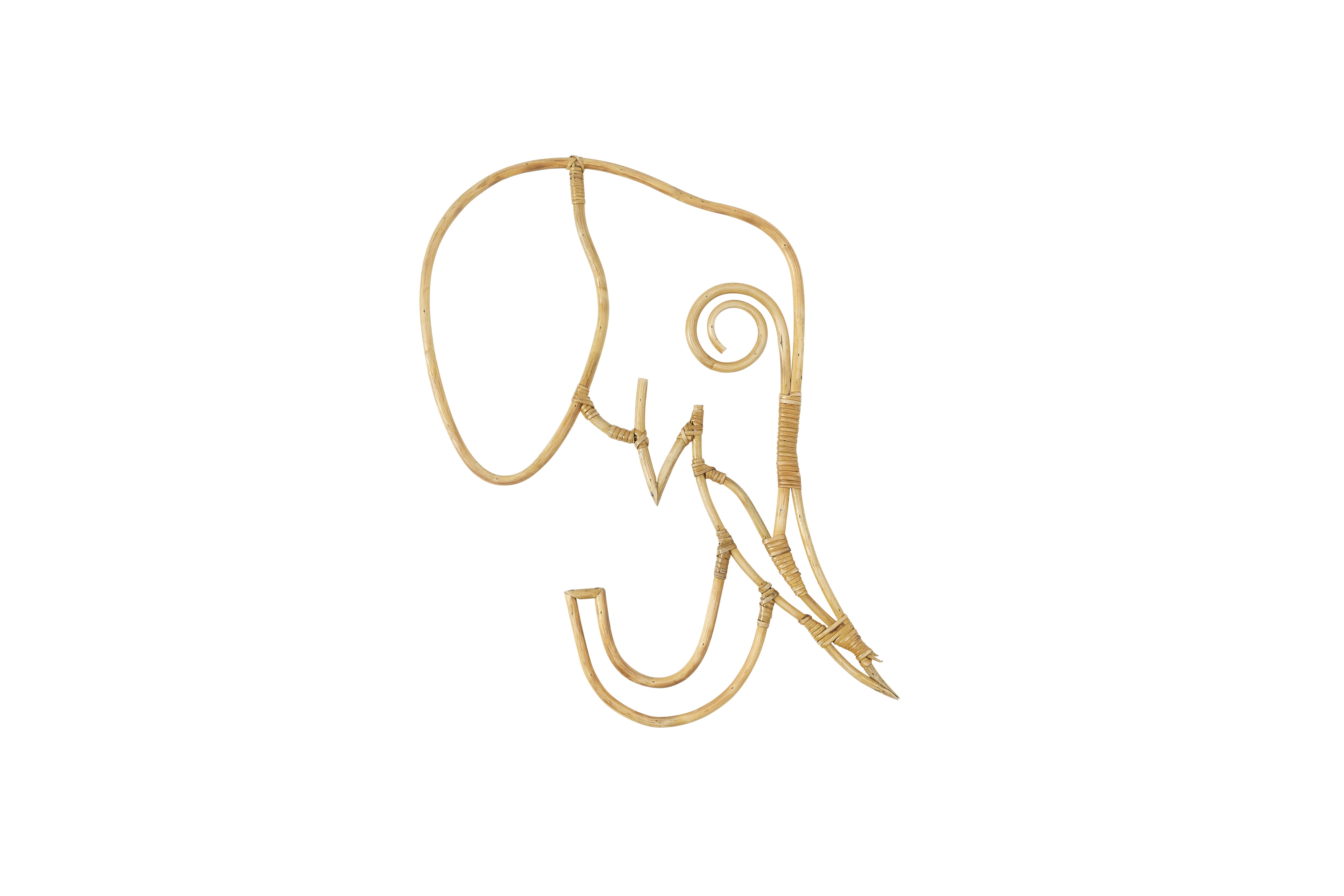 Amara Handmade Natural Rattan Elephant Wall Art, 17" Sustainable Animal ...