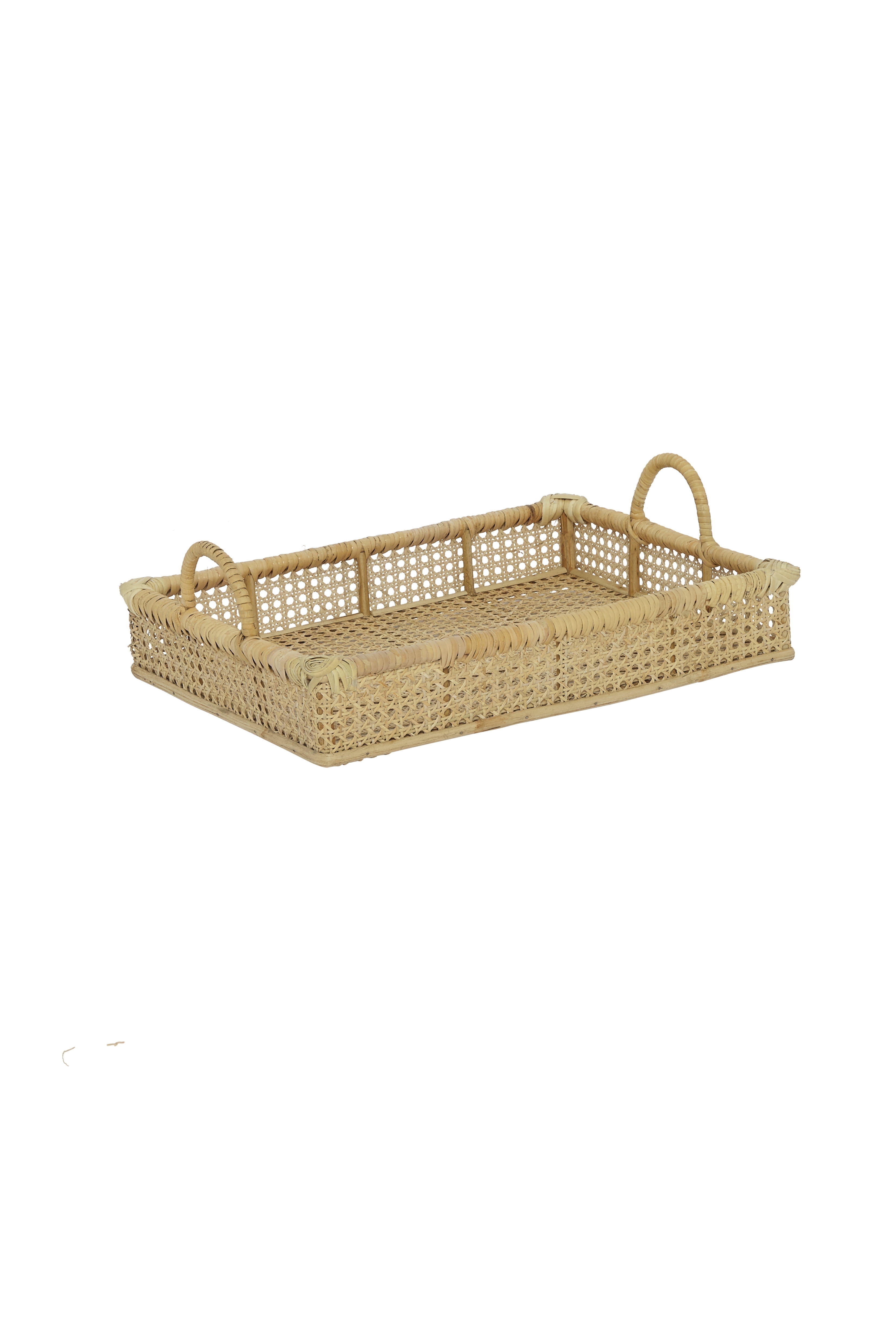 Wicker Village Handmade Rectangle Woven Cane Tray, Small 16