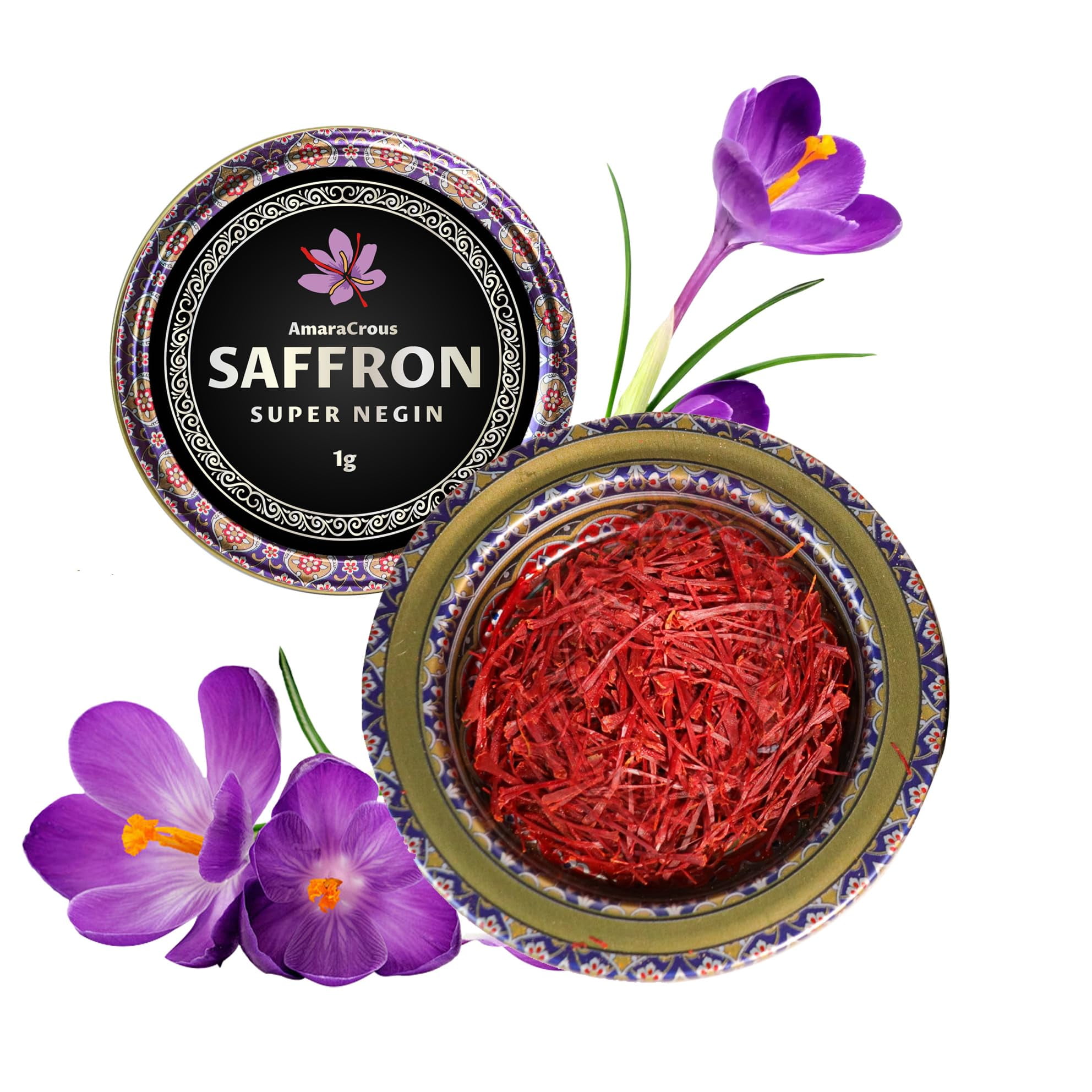 AmaraCrous Premium Saffron Threads KEF28 - Super Negin Grade, 1g- 100% ...