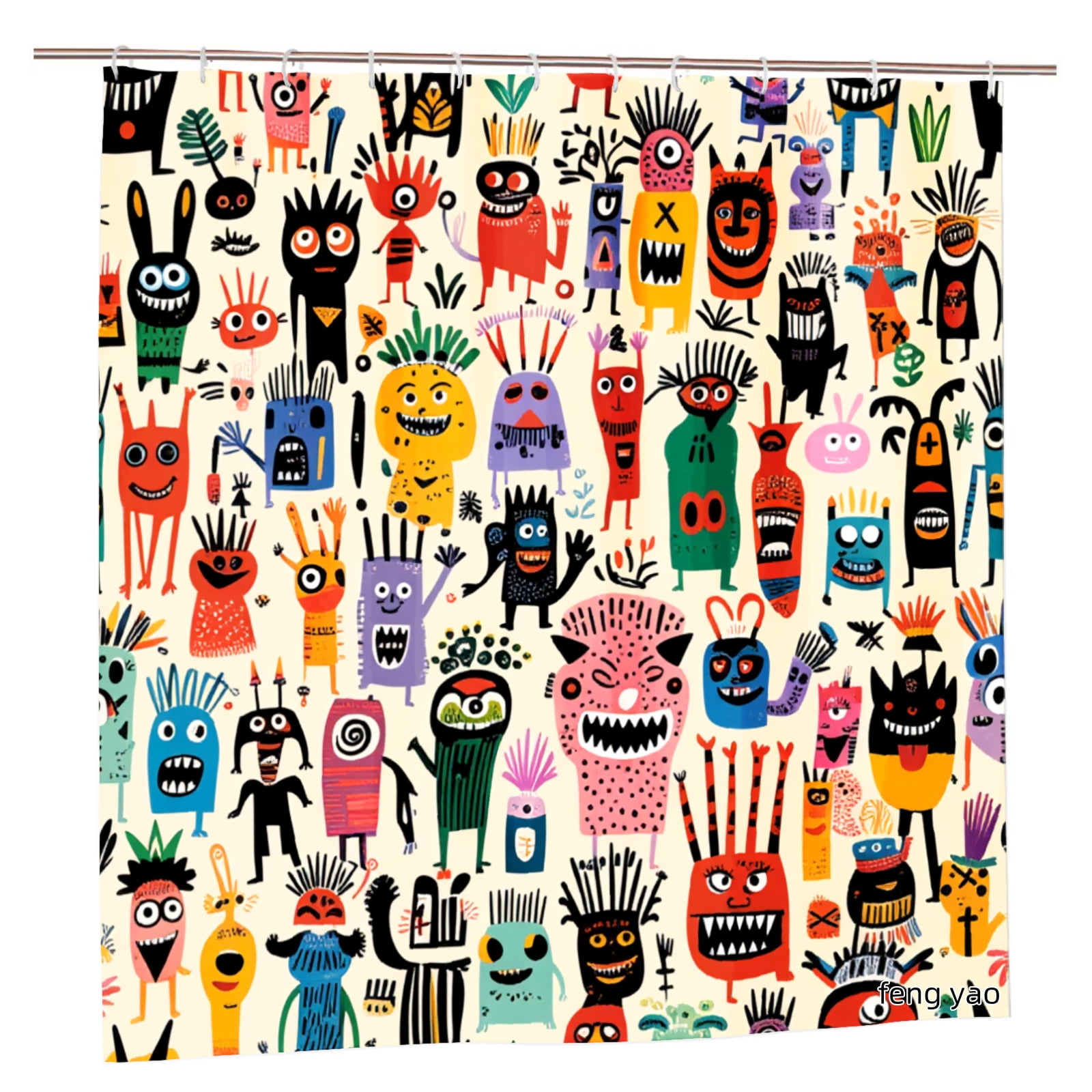 Amarainy Colorful Cartoon Monsters Polyester Shower Curtain For Home ...