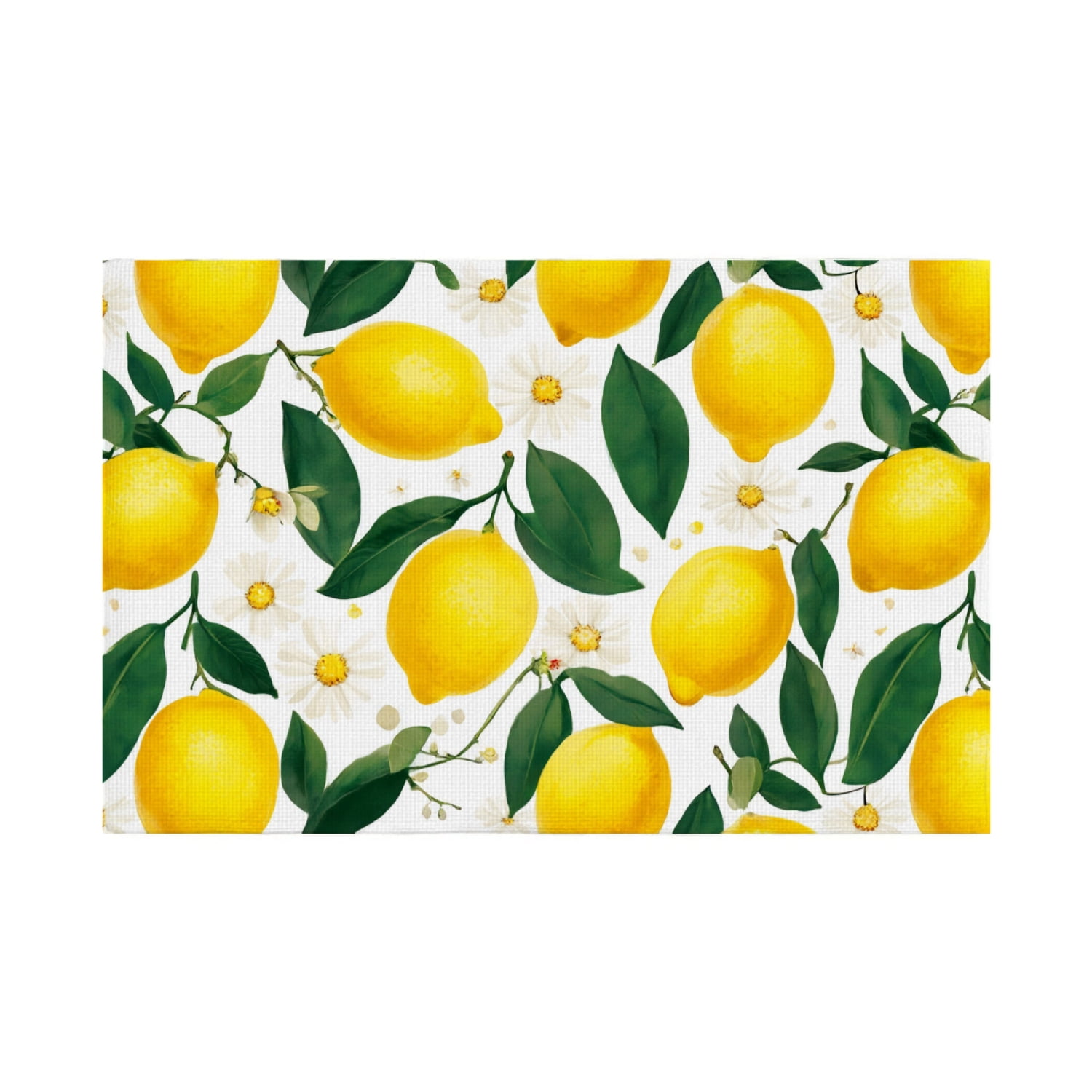 Amarainy Lemon Floral Design Linen Table Mats Set of 4 for Dining Table ...