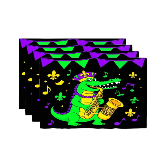 Amarainy Mardi Gras Alligator Playing Saxophone Purple Green And Gold ...