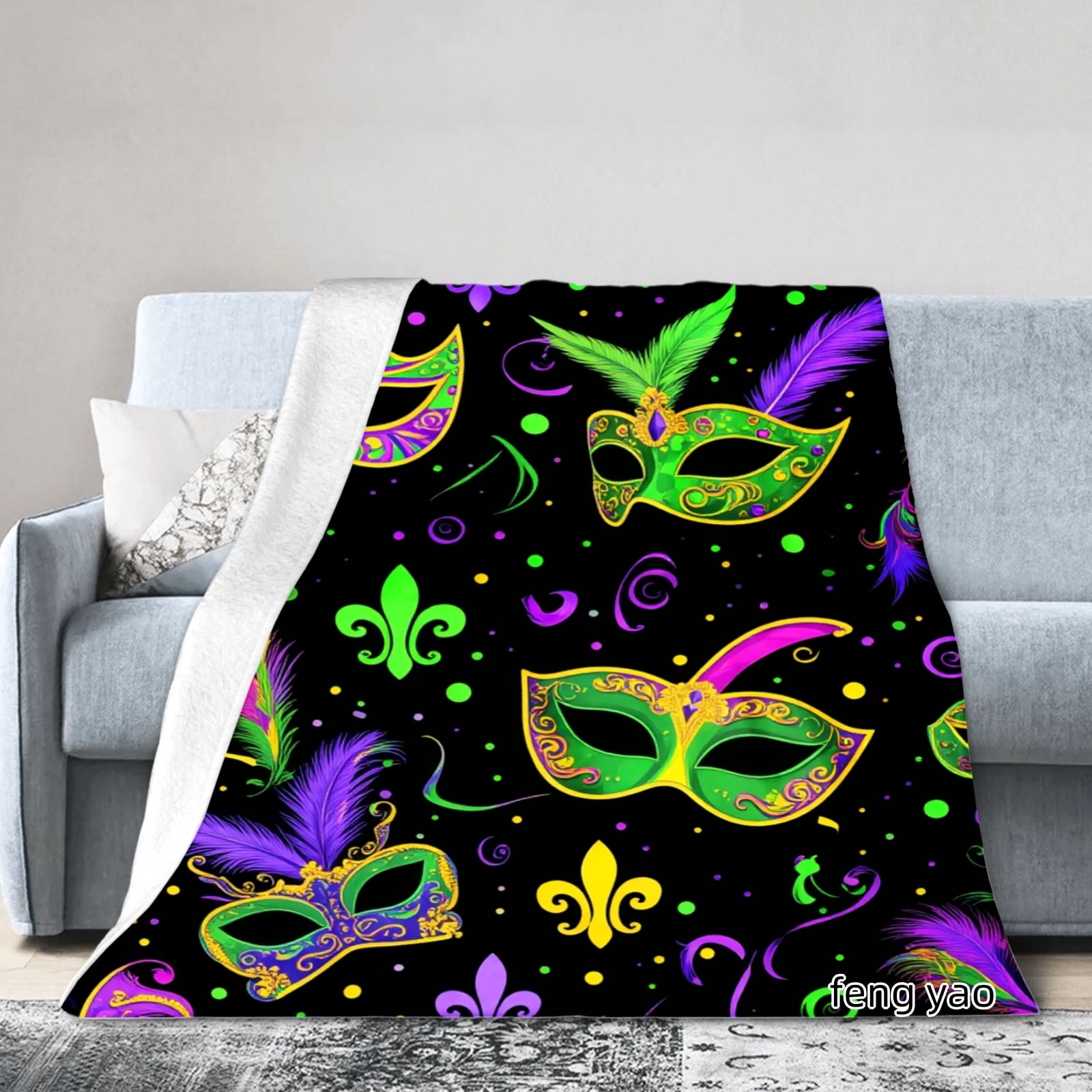 Amarainy Mardi Gras Masquerade Mask Fleece Blanket For Winter Gift Home ...