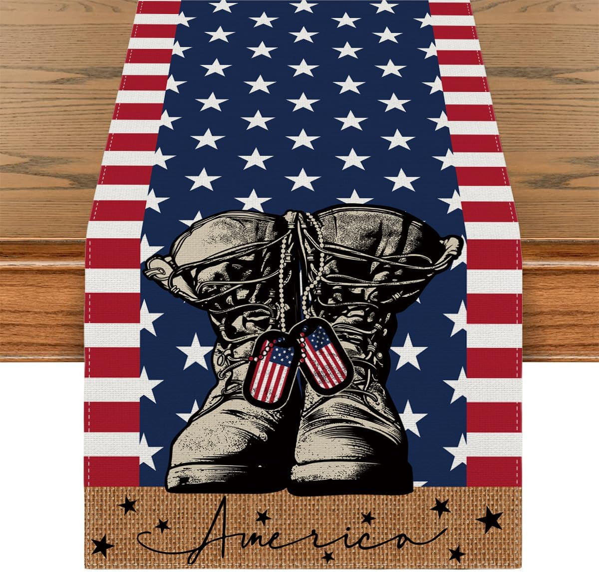 Amarainy Memorial Day Table Runner 4th of July Table Cover Thank You ...