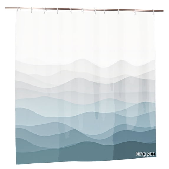 Amarainy Polyester Shower Curtain Wave Pattern Blue Gradient Design For ...