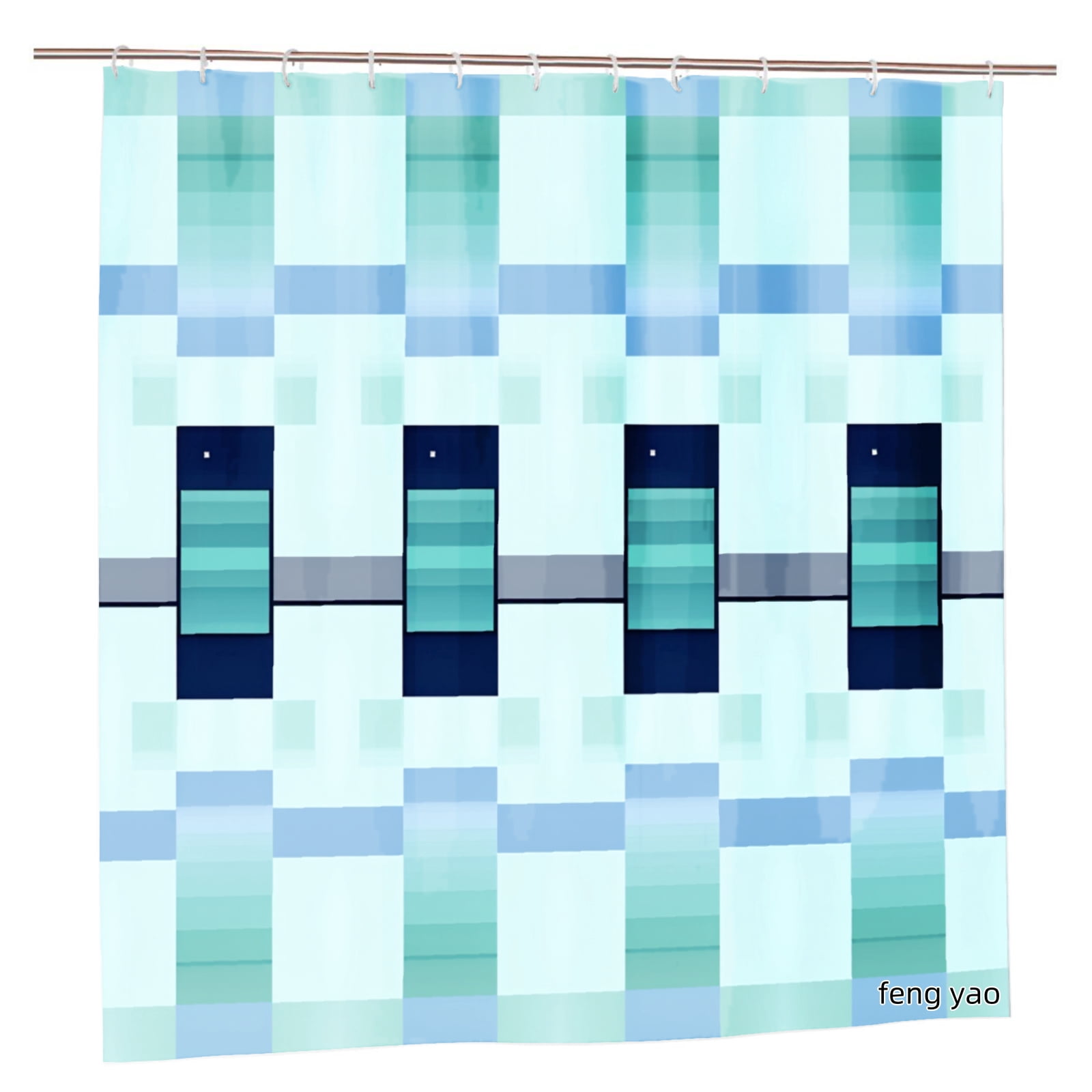 Amarainy Polyester Shower Curtain With Pixel Art Design For Home ...