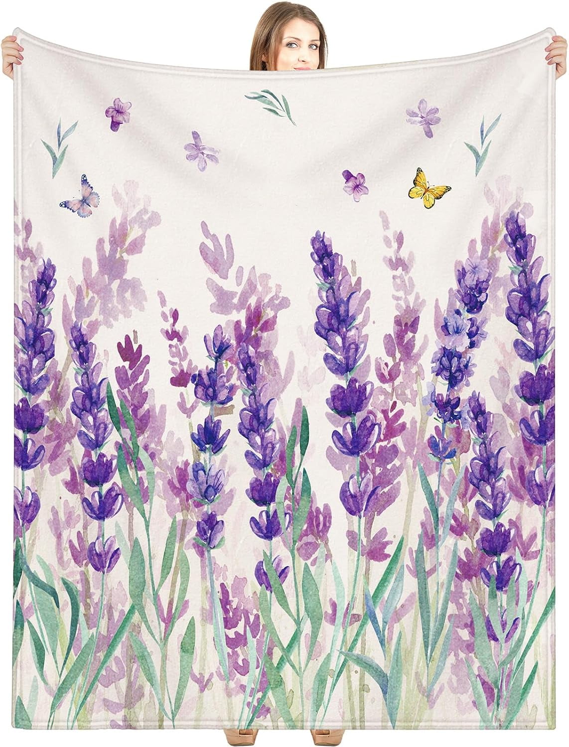 Amarainy Purple Lavender Blanket Spring Summer Flower Throw Blanket ...