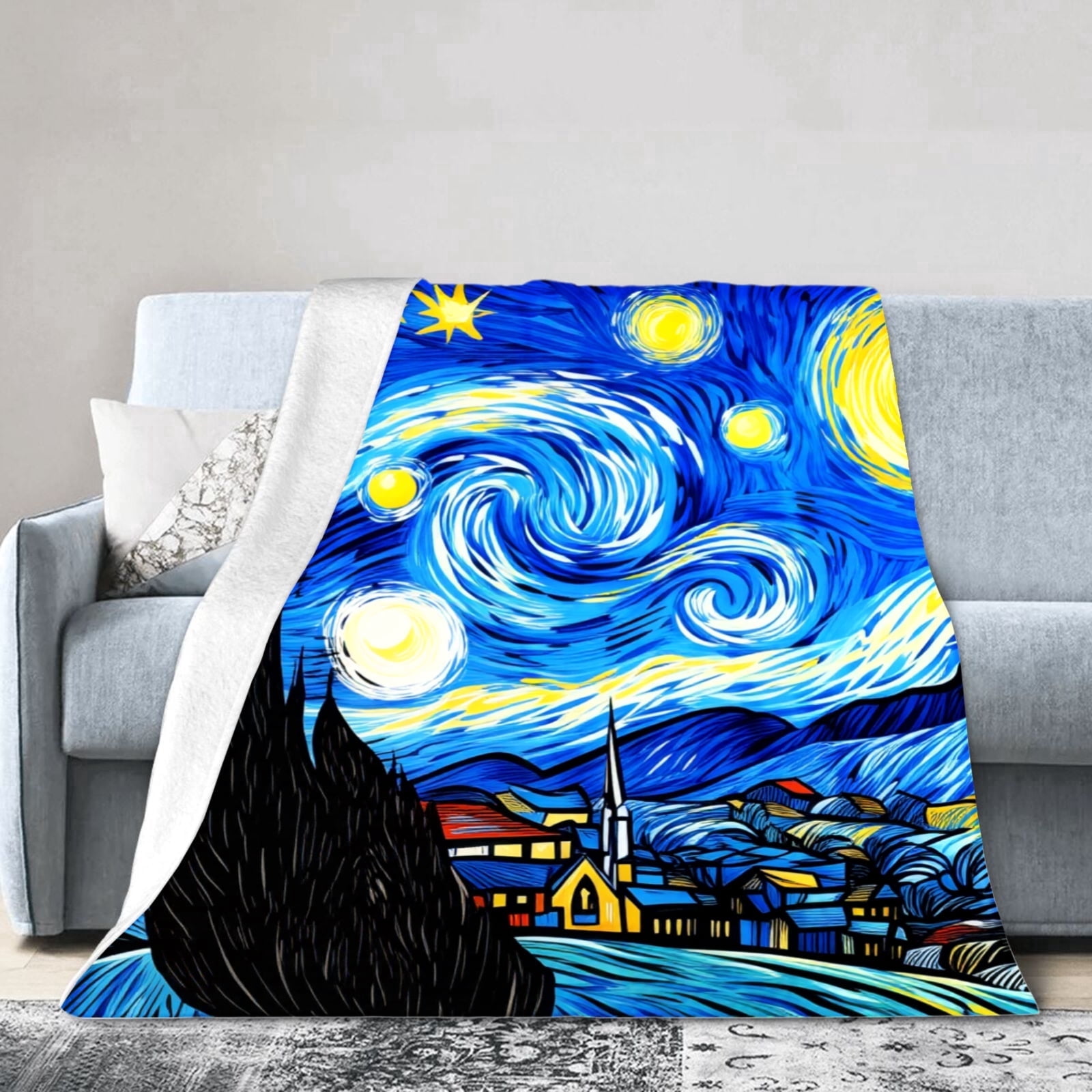 Amarainy Starry Night Van Gogh Art Fleece Throw Blanket For Winter Gift ...
