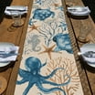SUNOLIFE Ocean Beach Table Runner Summer Nautical Coastal Coral Kitchen ...