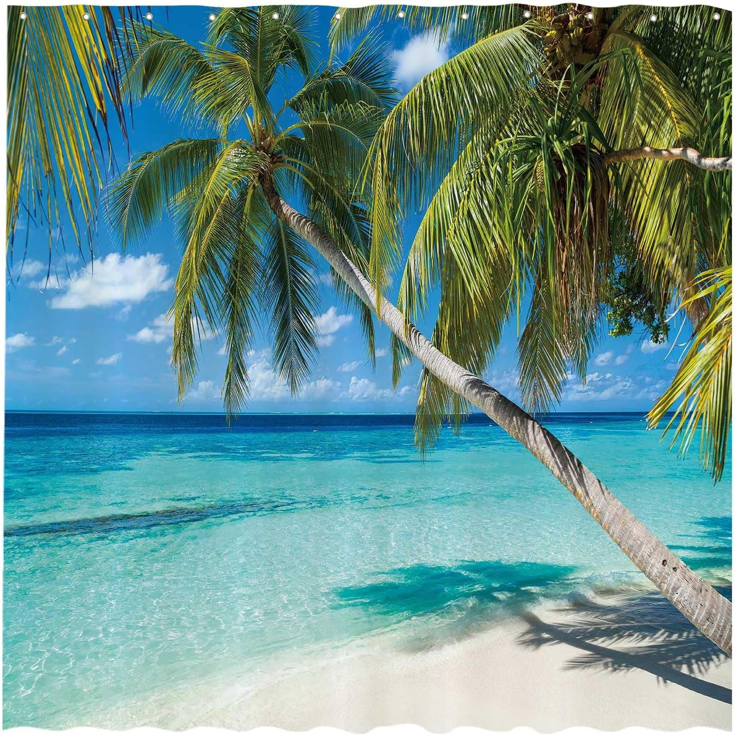 Amarainy Summer Seaside Shower Curtain Tropical Paradise Beach Blue Sky ...