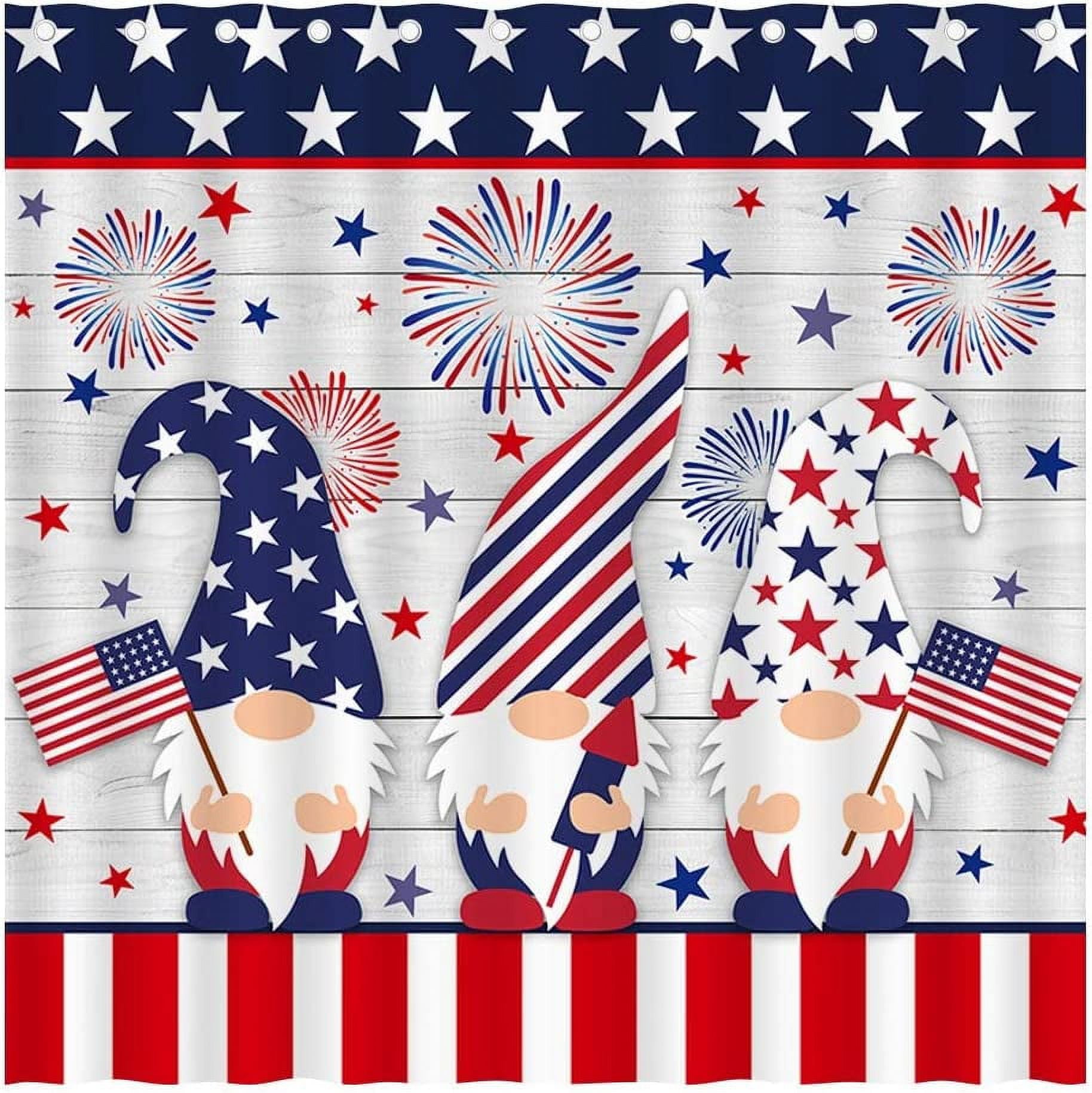 Amarainy Waterproof Polyester Shower Curtain with 12 Hooks, Red, White ...